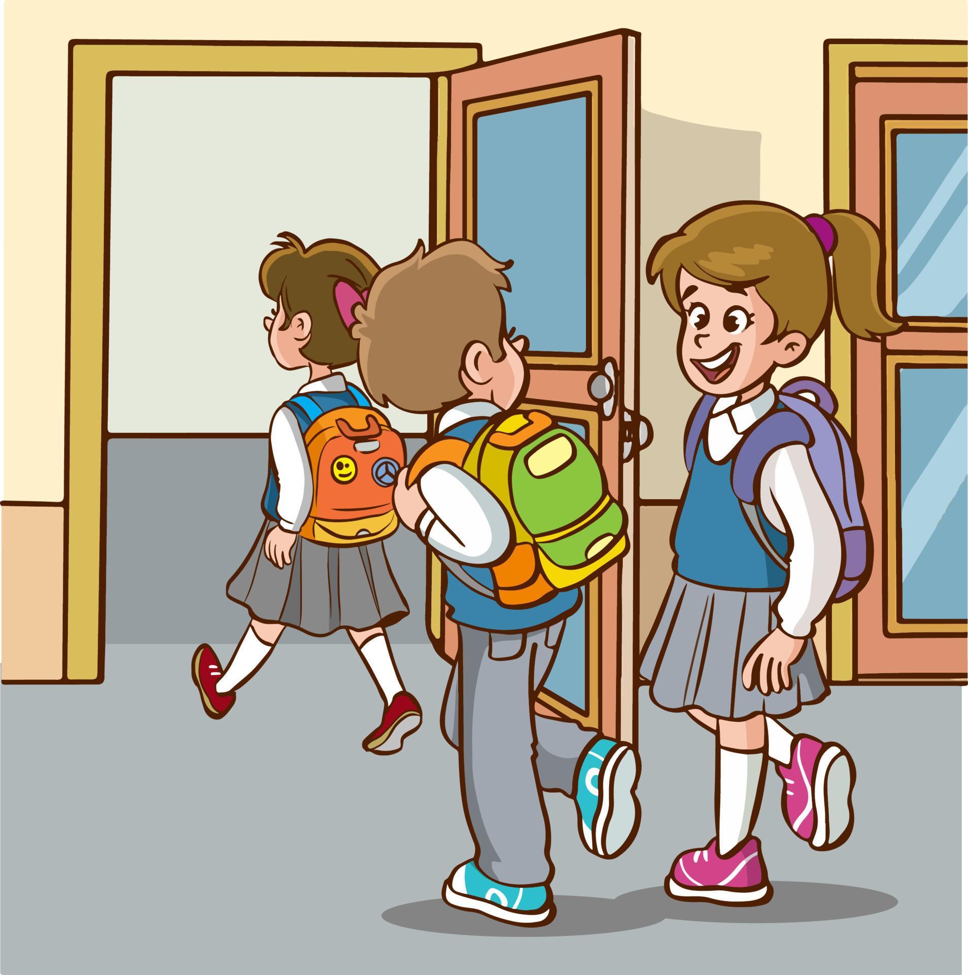 Niños Yendo A Colegio Dibujos Animados Vector 21592923 Vector En Vecteezy
