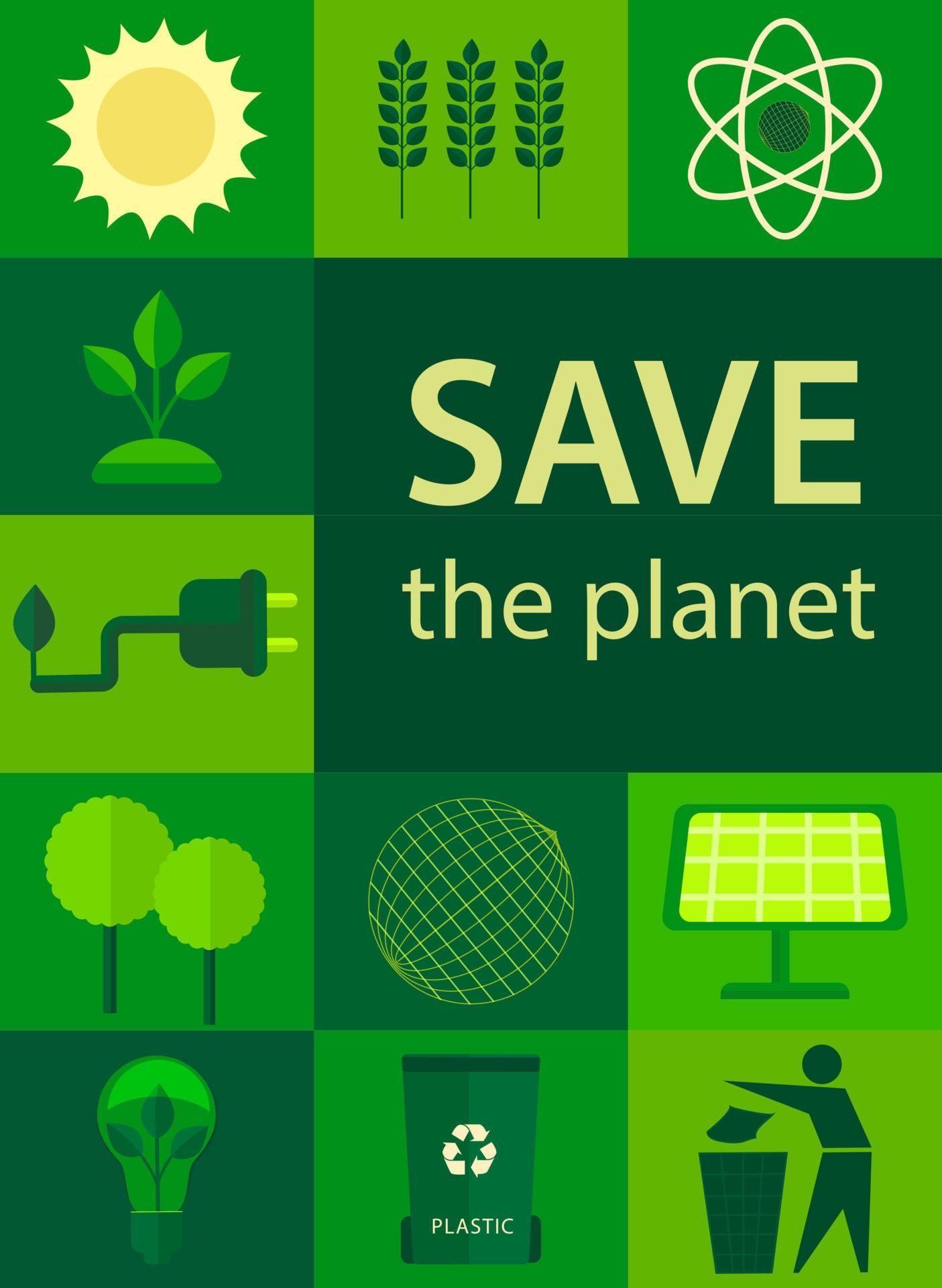 Happy Earth Day. 22 April. Let s save the Earth. Icons with ecological ...