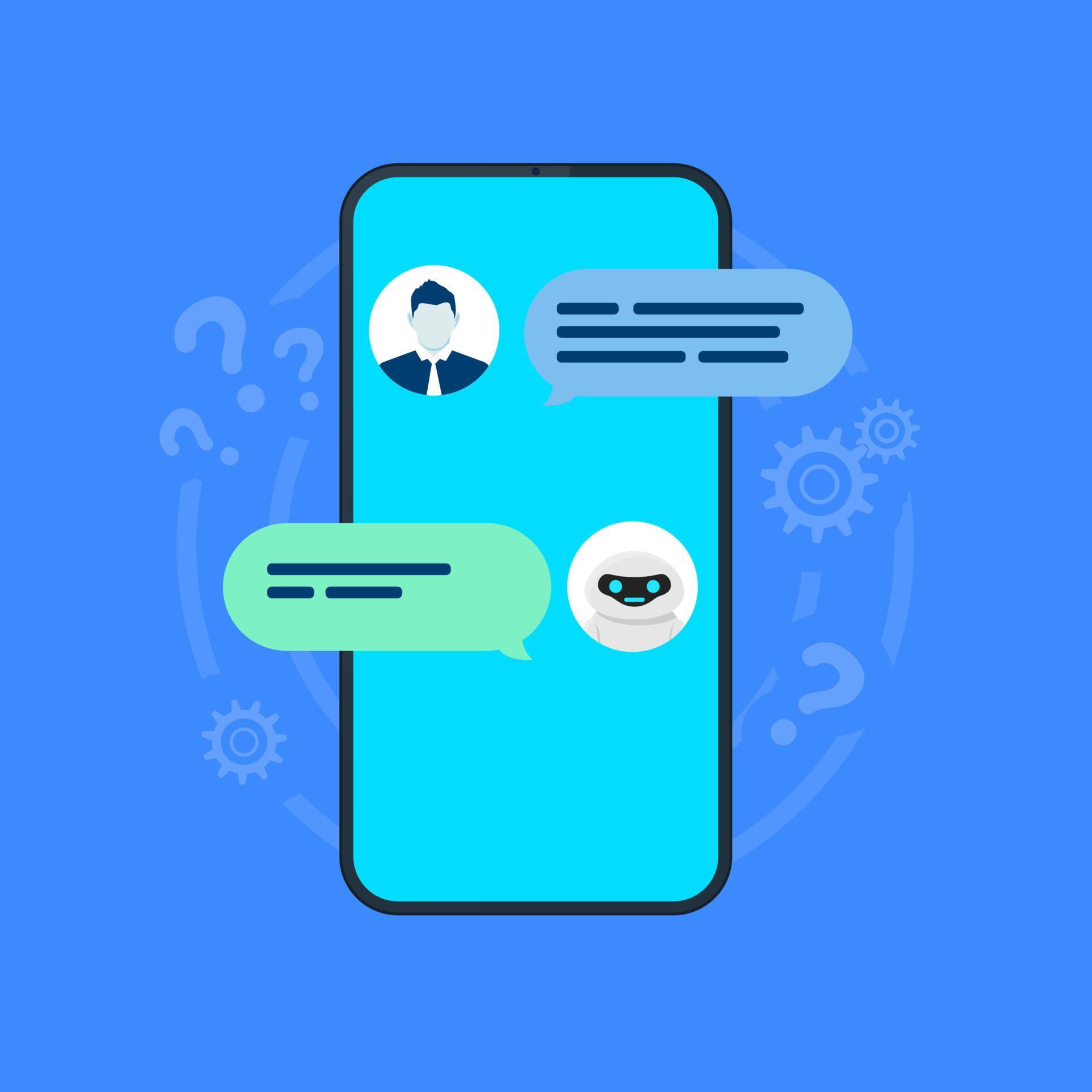 Chatbot Illustration Smartphone With User And Robot Chatting On Screen