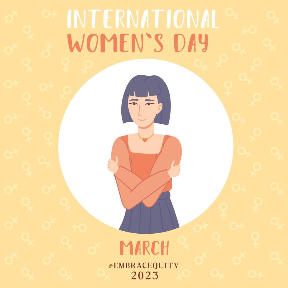 Embrace equity black woman embrace yourself 2023 purple square illustration. International ...