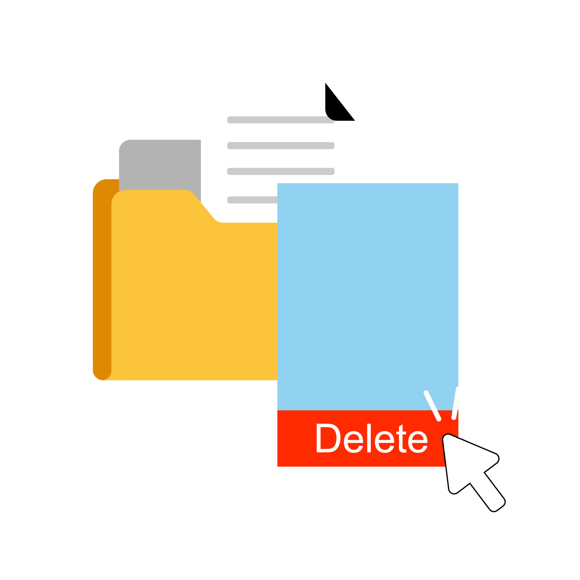 Documents Deletion Remove The File Documents With Rightclick Toolbar And Delete Option Flat