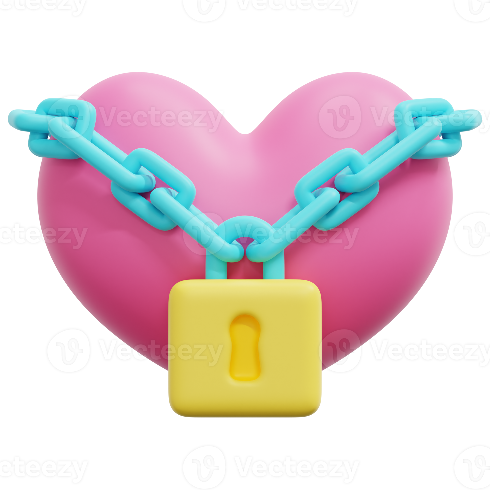 Locked Heart 3d Render Icon Illustration 21597700 Png