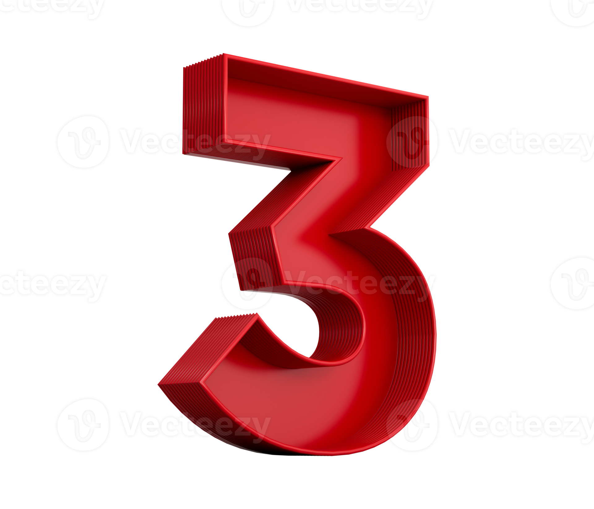 3d illustration of red number 3 or three inner shadow 21599119 PNG