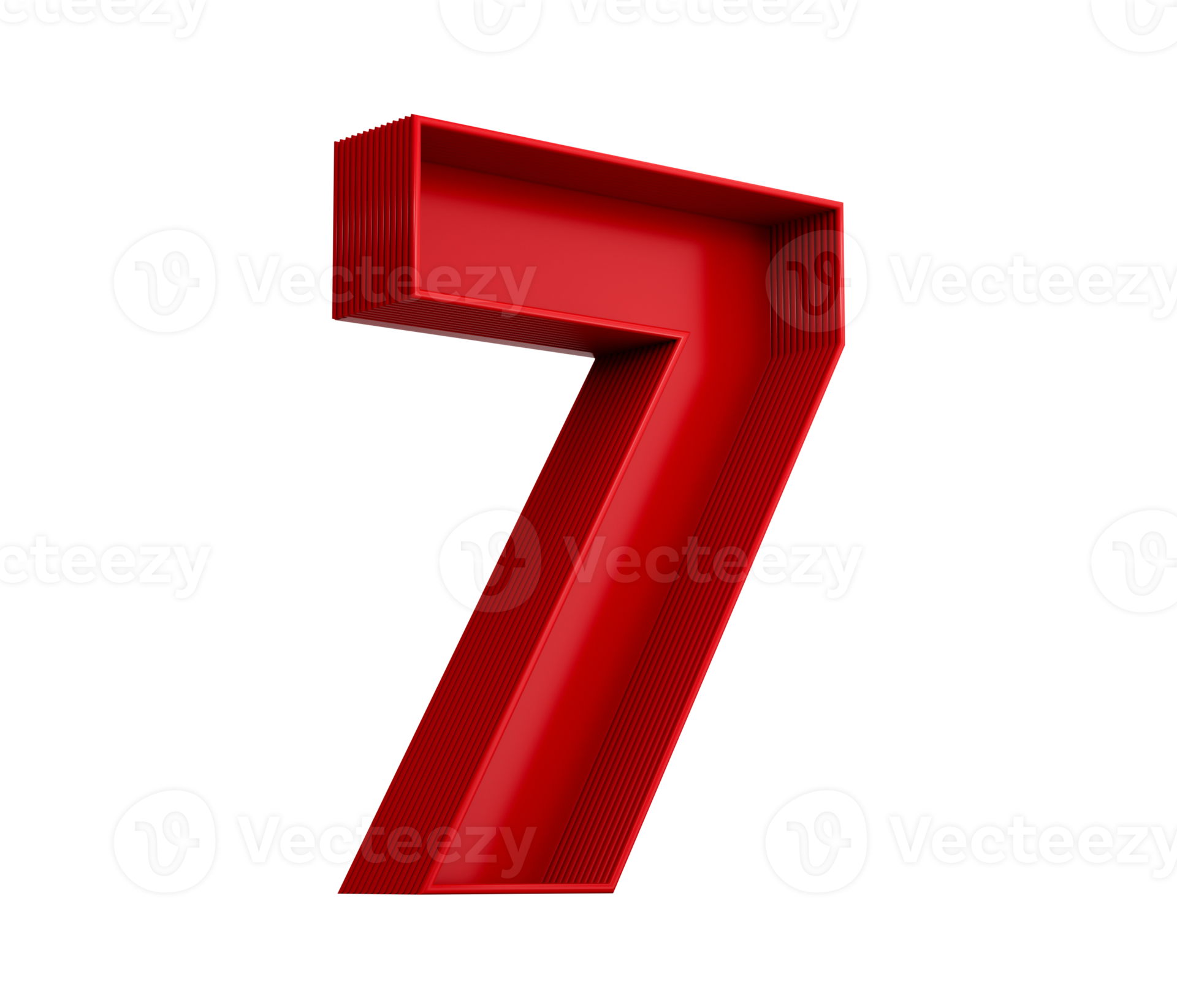 3d illustration of red number 7 or Seven inner shadow 21599120 PNG