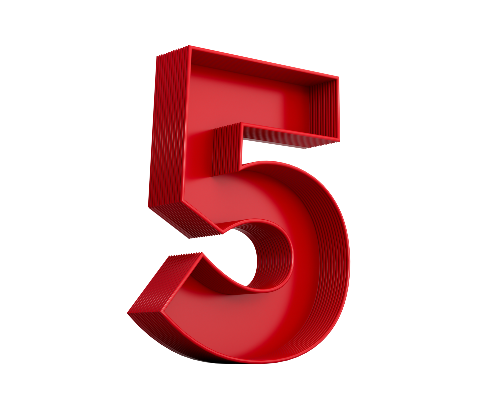 3d Illustration Of Red Number 5 Or Five Inner Shadow 21599125 PNG