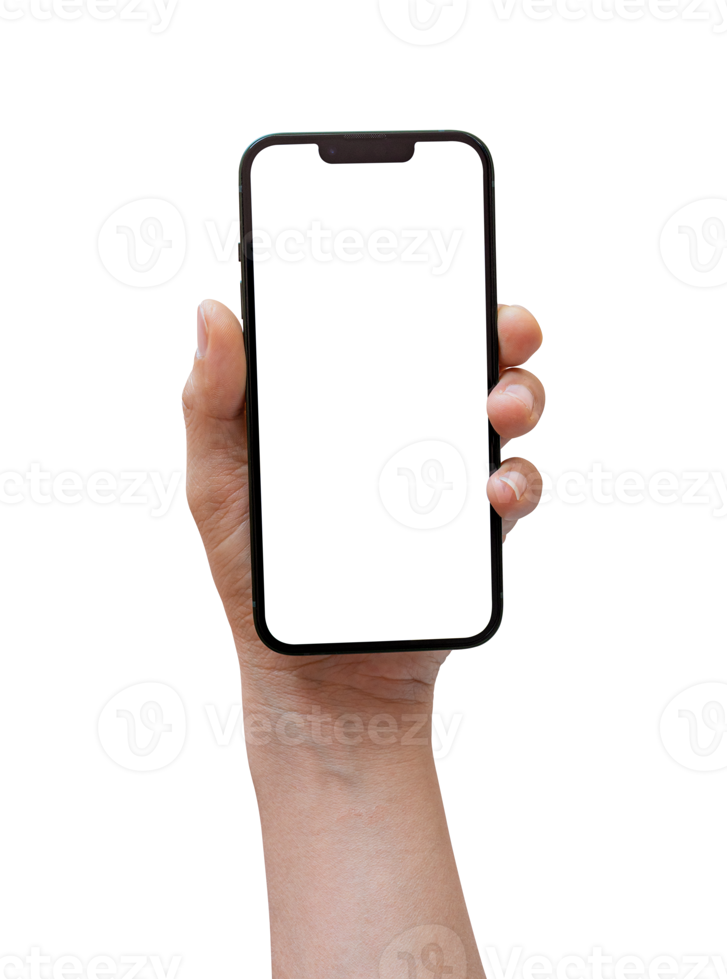 Mobile smart phone screen mock up, Hand holding smartphone display mockup isolated on ...