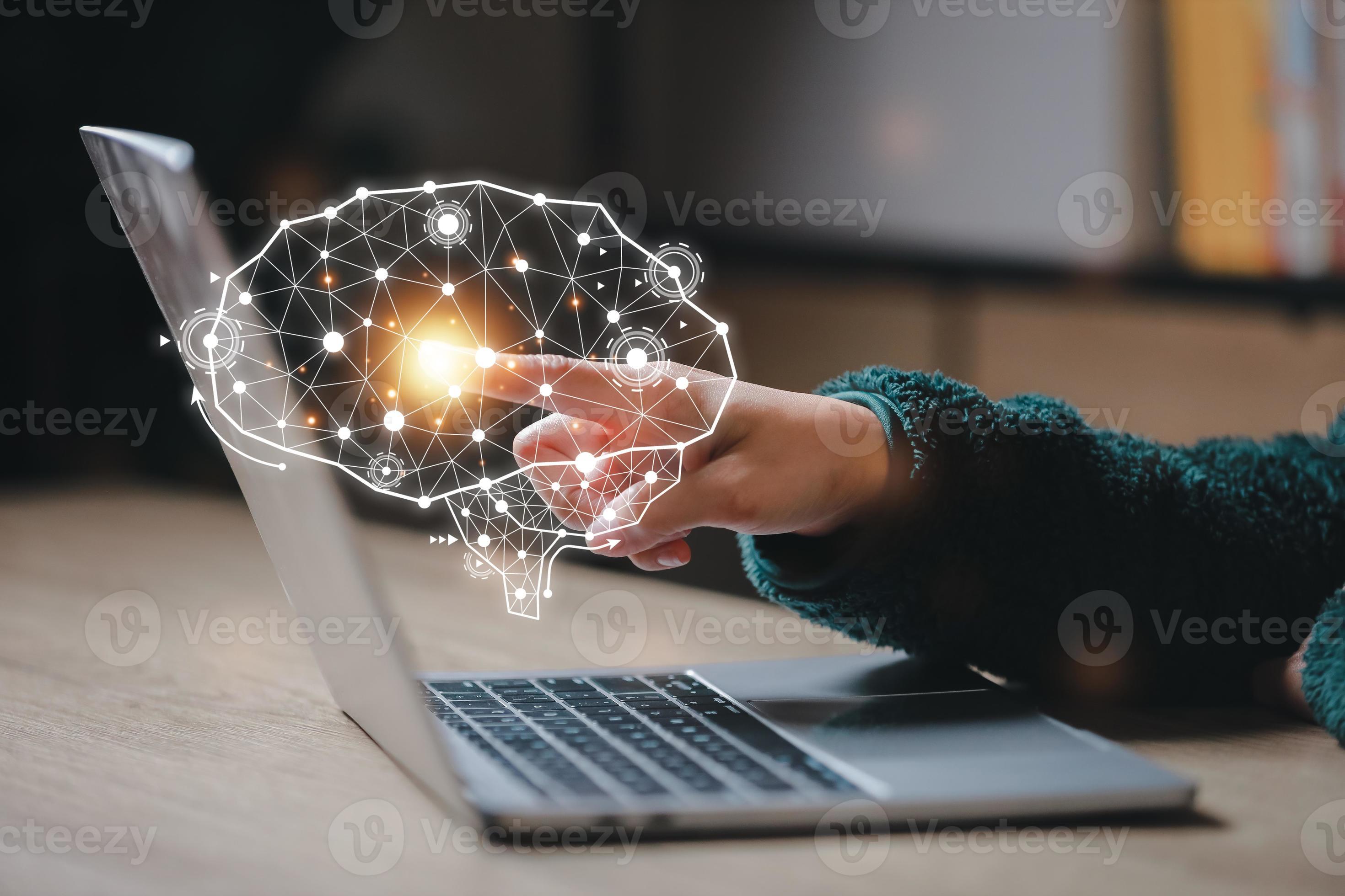 Artificial Intelligence. man using technology smart robot AI, artificial intelligence by enter ...