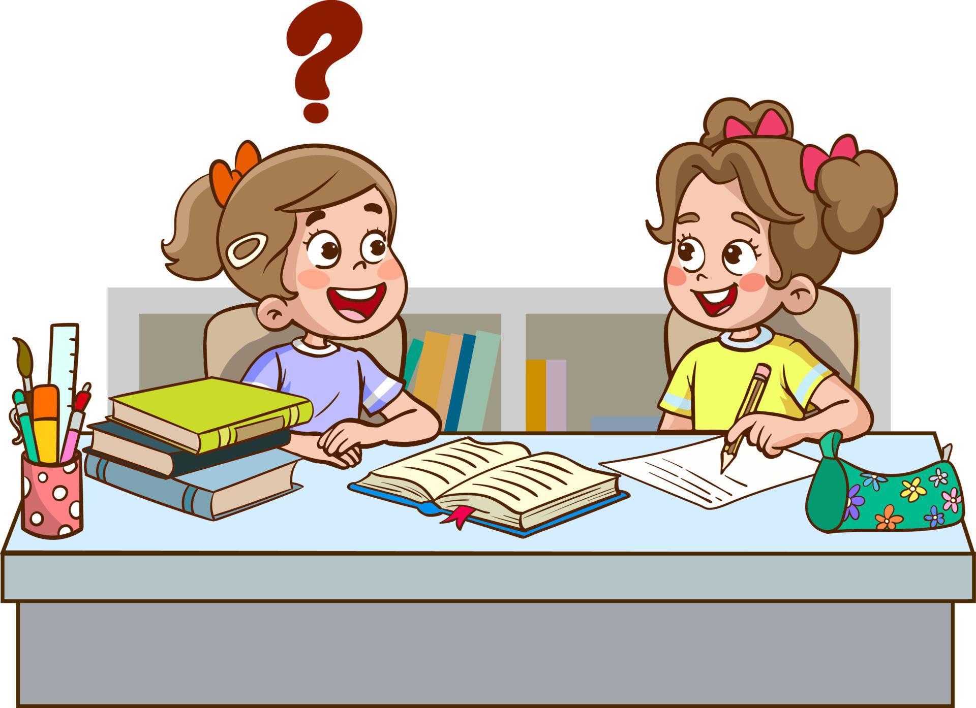 cute little kids studying together cartoon vector illustration 21611458 ...