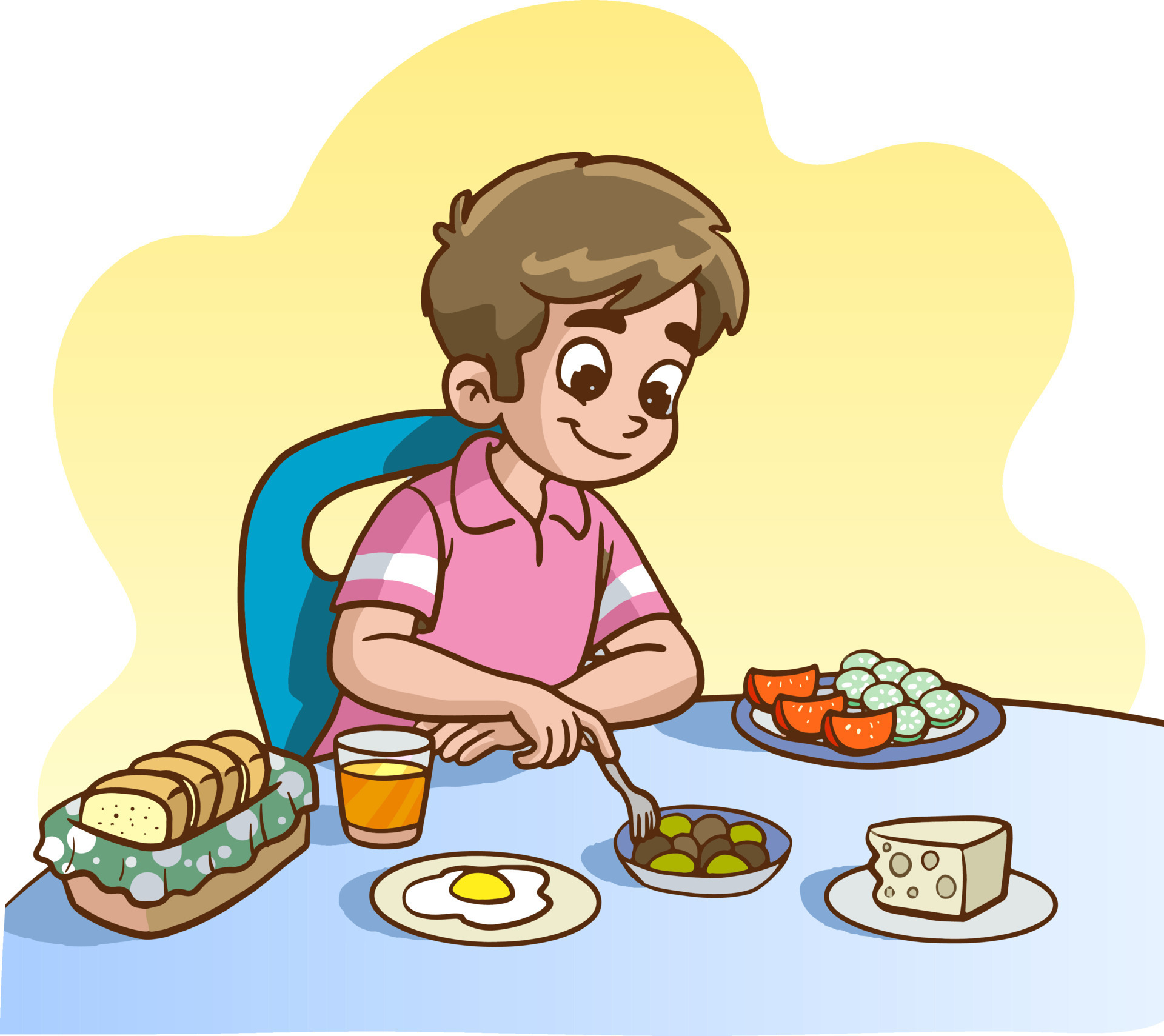 niño desayunando ilustración vectorial 21612754 Vector en Vecteezy