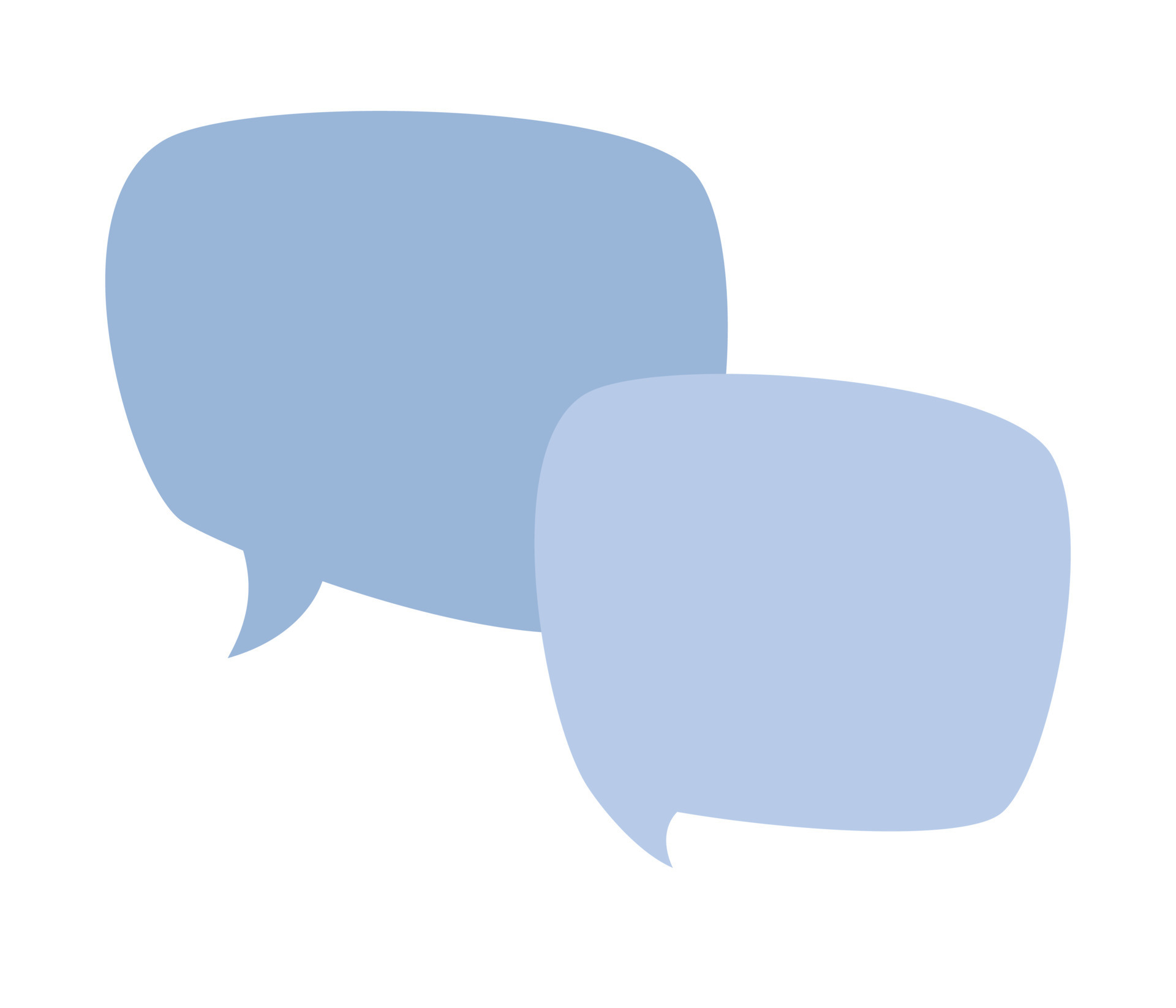 Speech bubble icon. Two blue chat box, message box. Vector flat ...