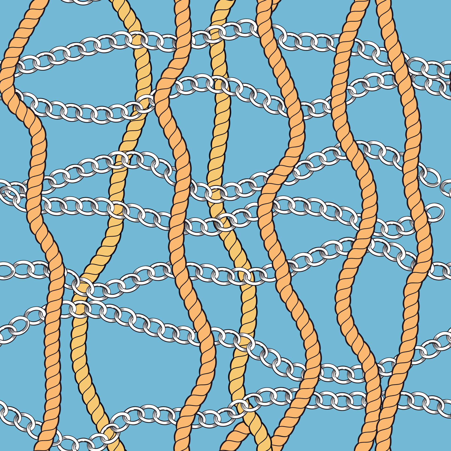 continuous design with golden rope and chains. Pattern seamless for textile industry. 21619073 ...