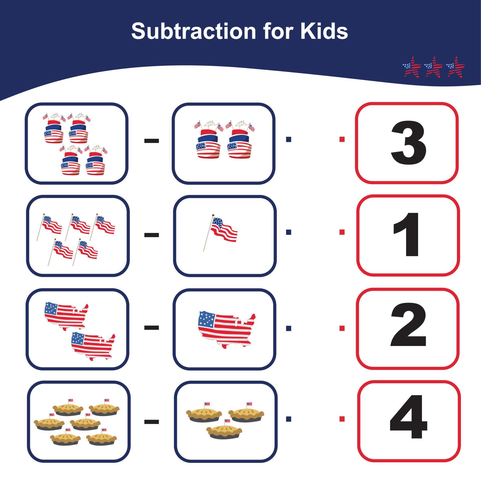 Counting activity for children. Matching the image with the answer ...