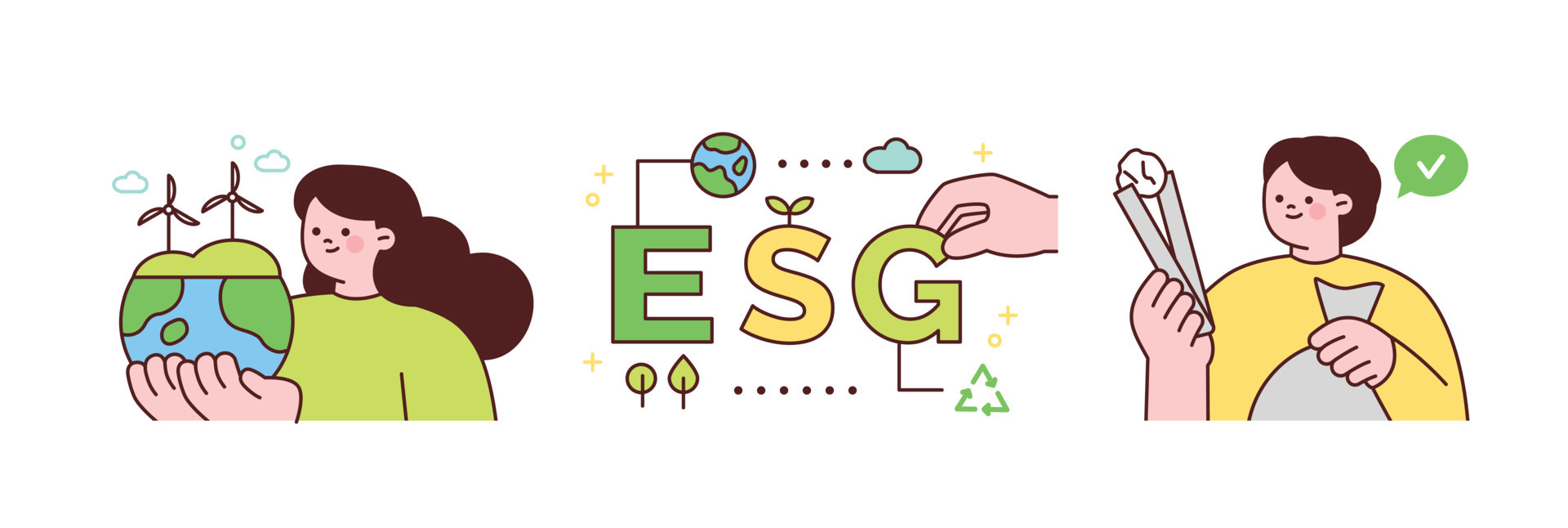 Activities for environmental protection. People who protect the earth with clean energy, do ESG ...