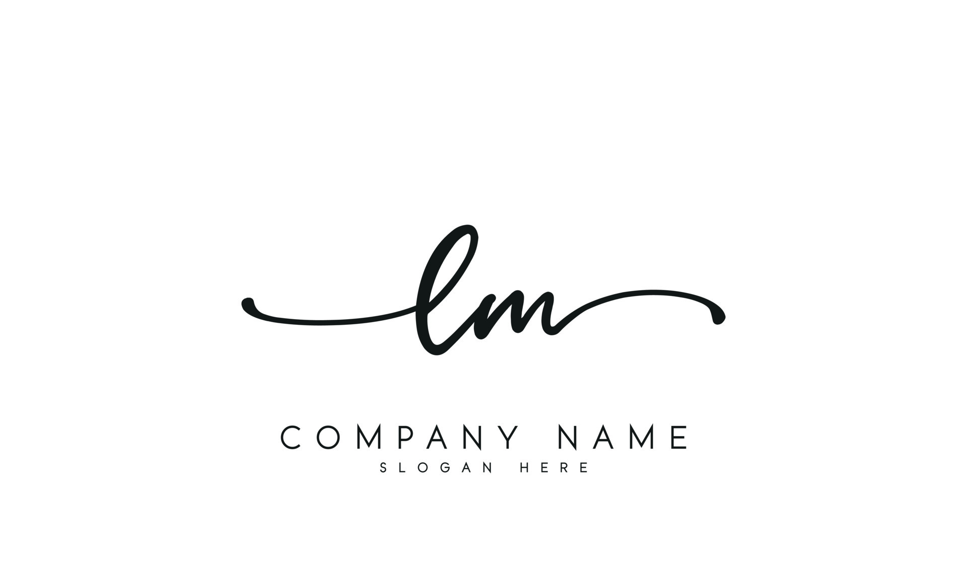 Handwriting Signature Style Letter Lm L M Logo Design In White