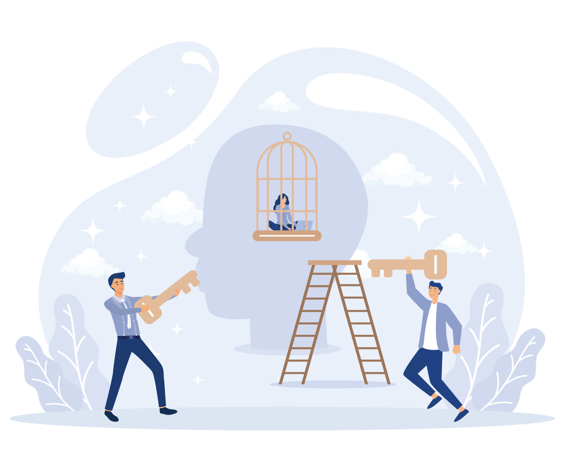 Freedom concept. Inner prison. Personal development. flat vector modern ... Freedom concept. Inner prison. Personal development. flat vector modern ...