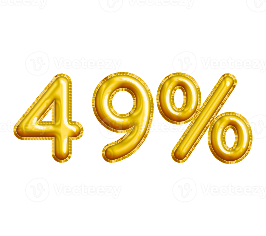 49 or Forty-nine Percent 3D Gold Balloon. You can use this asset for your content Marketing like ...
