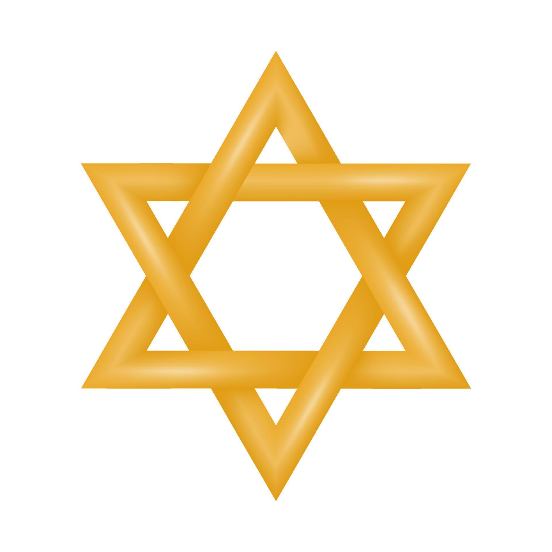 Golden six pointed Star of David. Symbol of Jewish identity and Judaism. Vector illustration ...