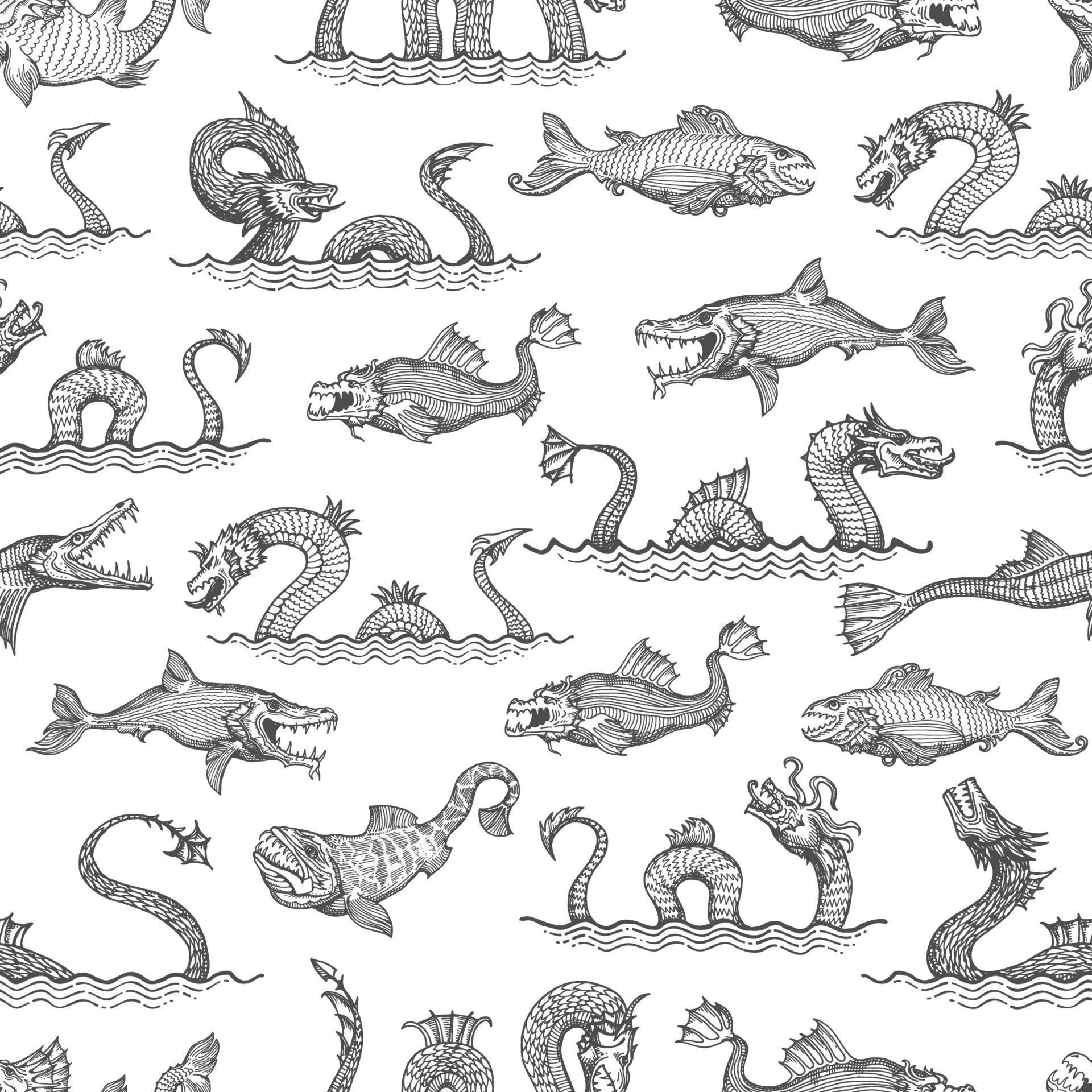 Ancient sea serpent, dragon and leviathan pattern 21630538 Vector Art ... Ancient sea serpent, dragon and leviathan pattern 21630538 Vector Art ...