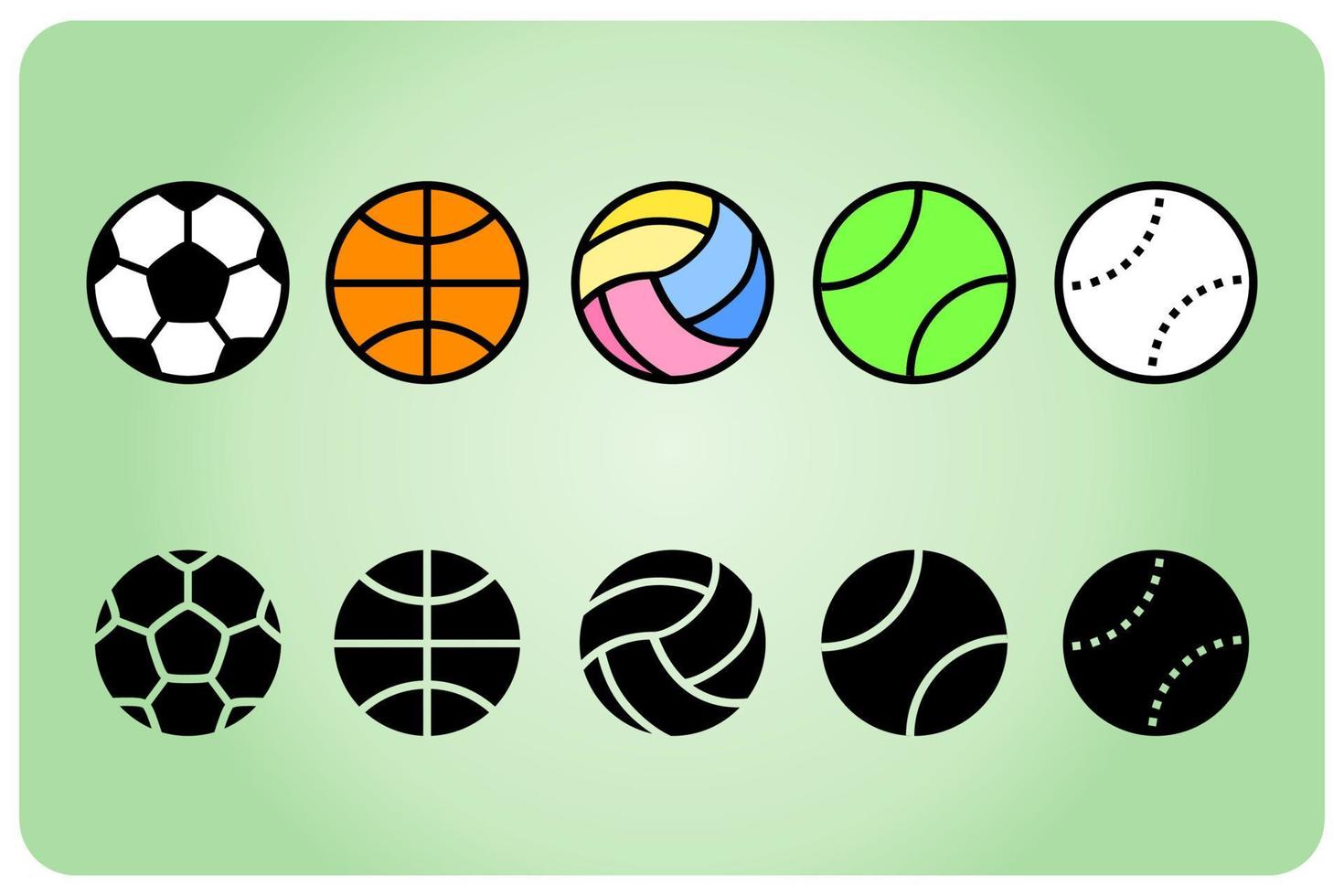 Sports Balls Minimal Flat Line Vector Icon Set. Soccer, Football ...