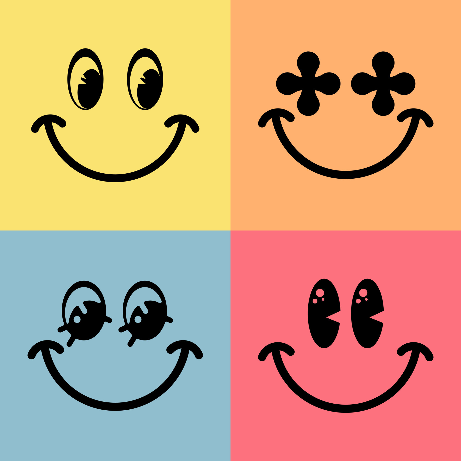 Smile shape icon symbol stickers vector clip art fun, happy, freedom ...