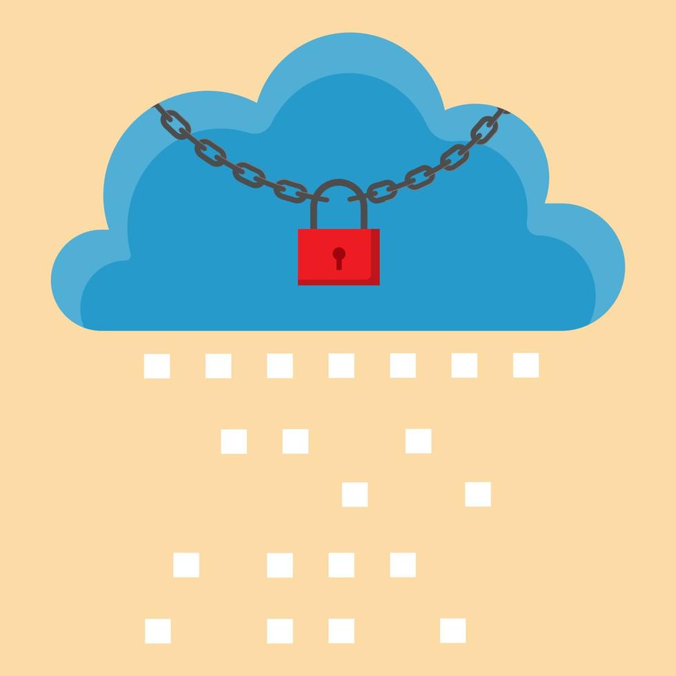 Vector Flat Design Of Cloud Service Security Connection Internet Information Protection Cyber