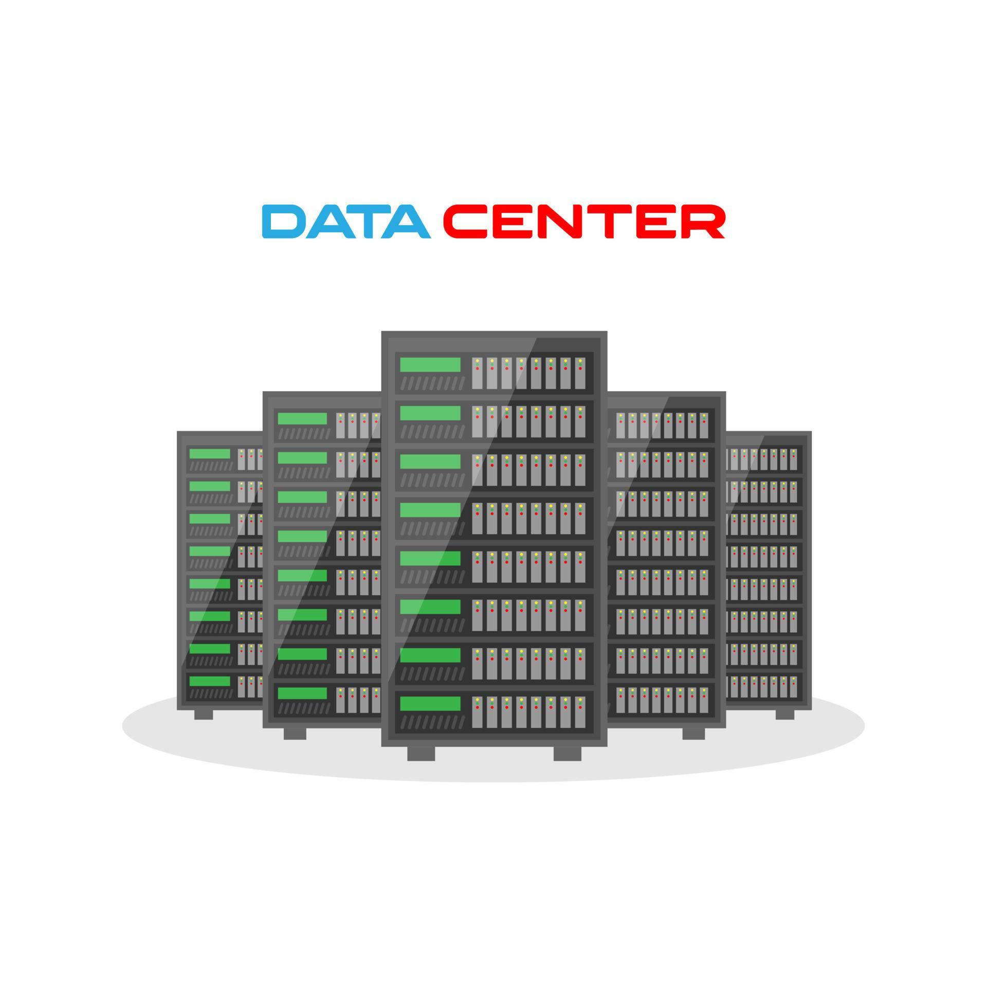 Vector Simple Flat Design Style Of Datacenter Station Rack Server Big