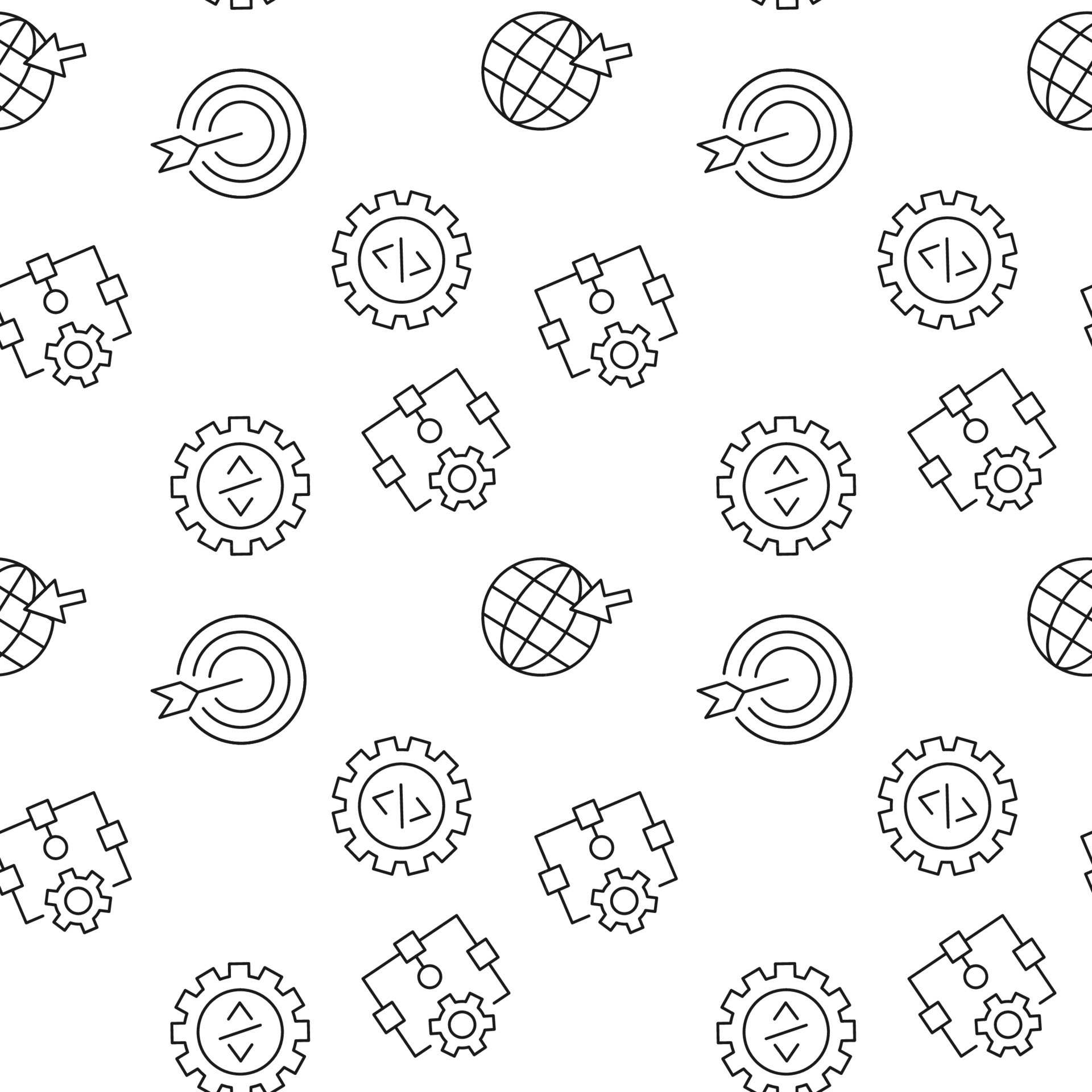Vector Seamless Pattern Of Target Programming Algorithm Coding On White Background It Can Be