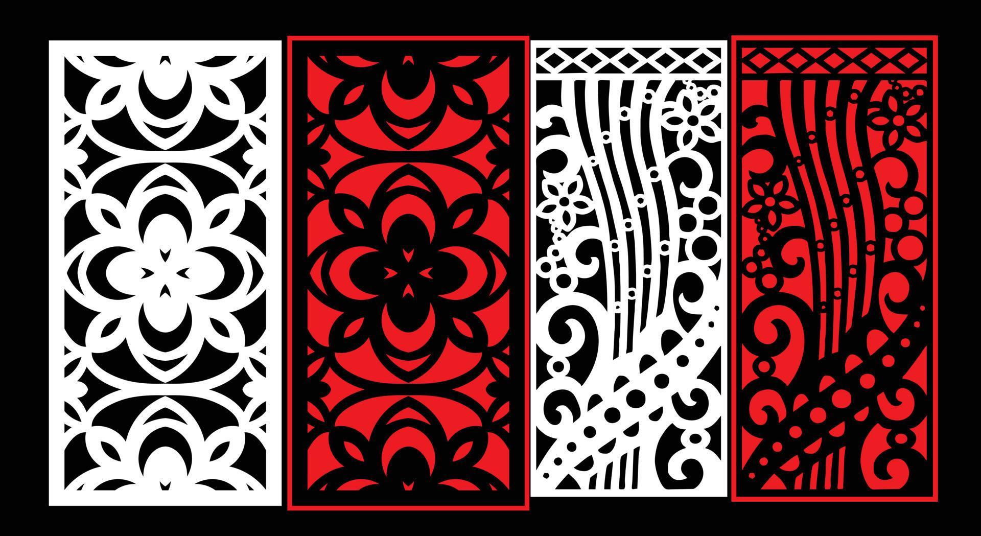 Decorative wall panel set chinese mdf cnc router laser cutting pattern design for mdf wood ...