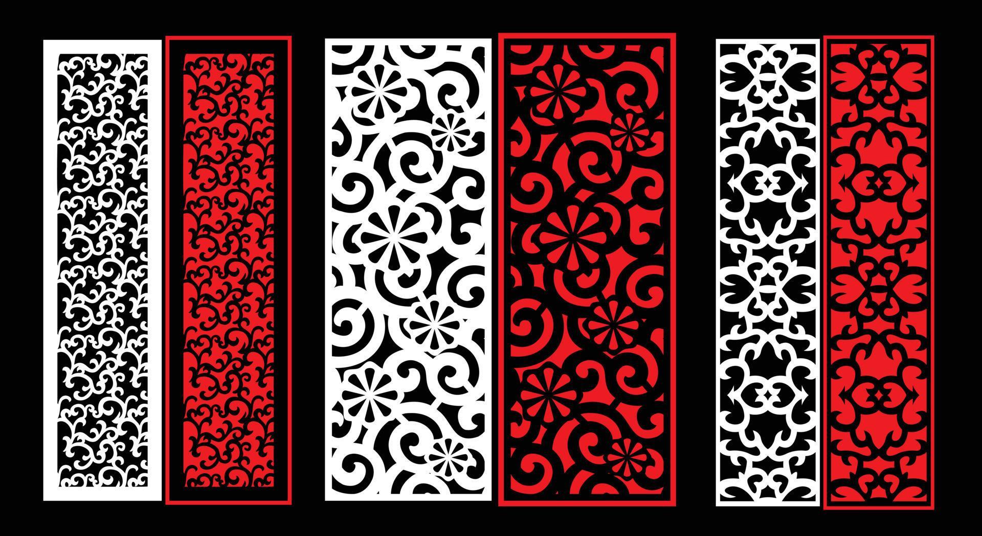 Decorative wall panel set chinese mdf cnc router laser cutting pattern design for mdf wood ...