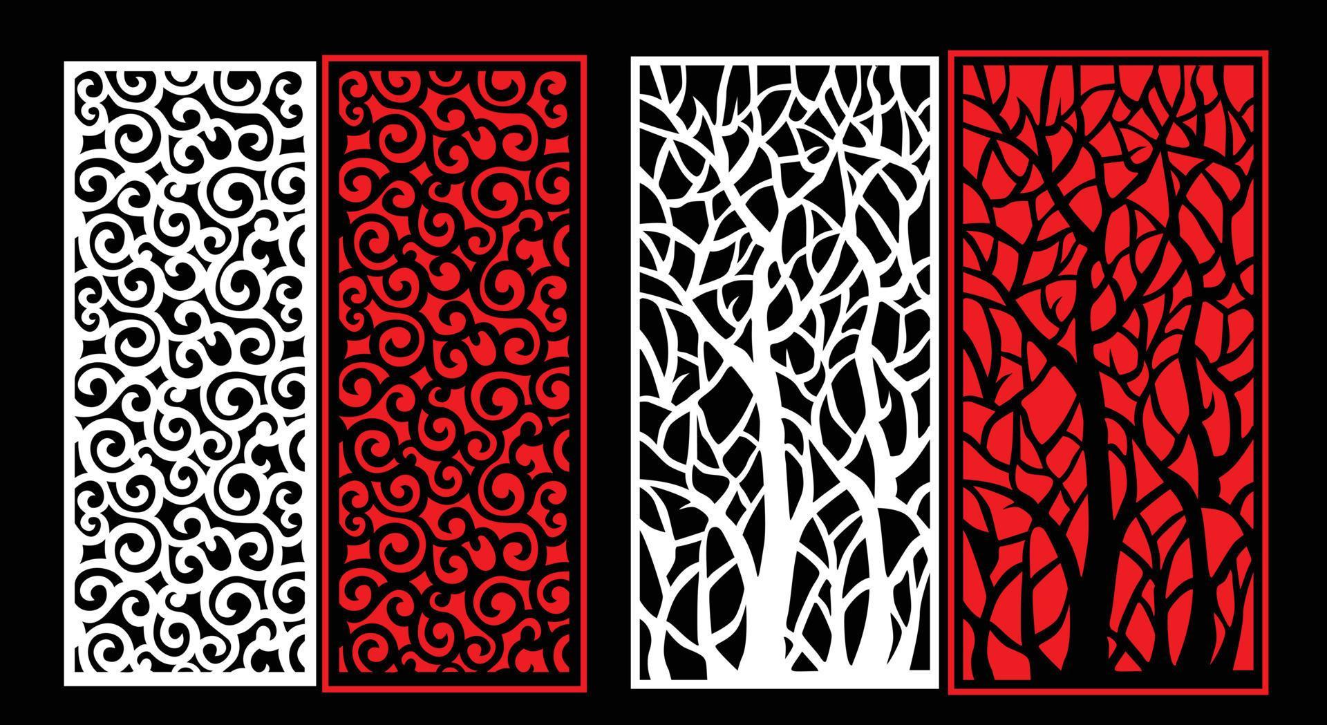 Decorative wall panel set chinese mdf cnc router laser cutting pattern design for mdf wood ...