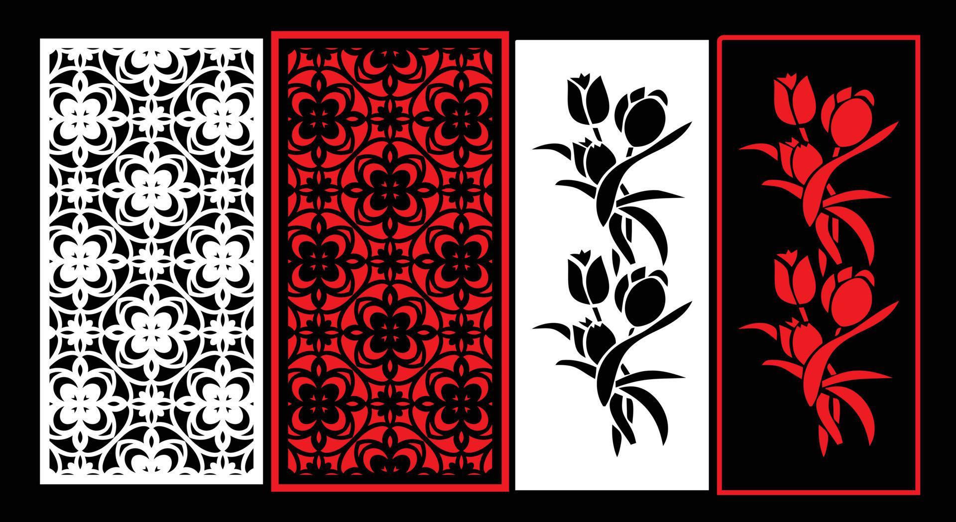 Decorative wall panel set chinese mdf cnc router laser cutting pattern design for mdf wood ...