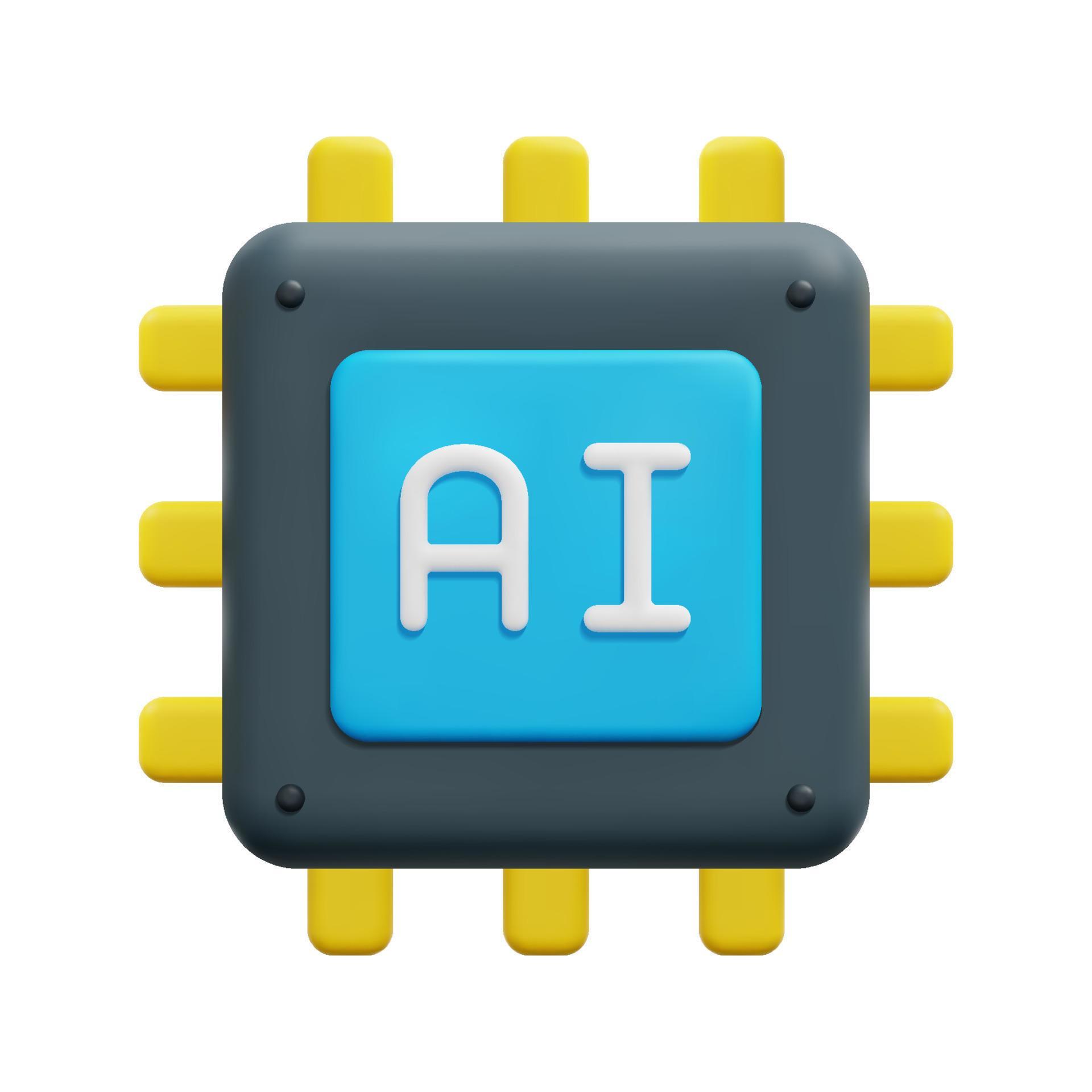 3d ai chip icon vector. Isolated on white background. 3d artificial ...