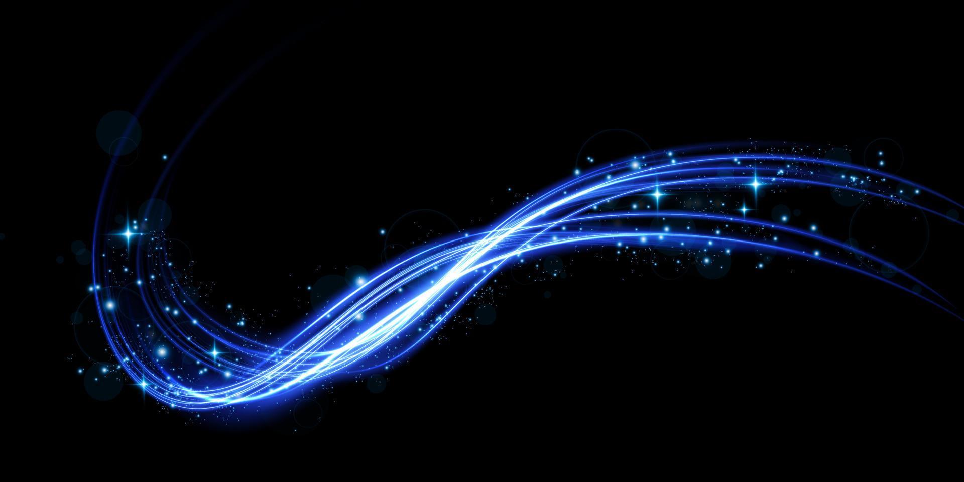 Abstract light lines of movement and speed in blue. Light everyday glowing effect. semicircular ...