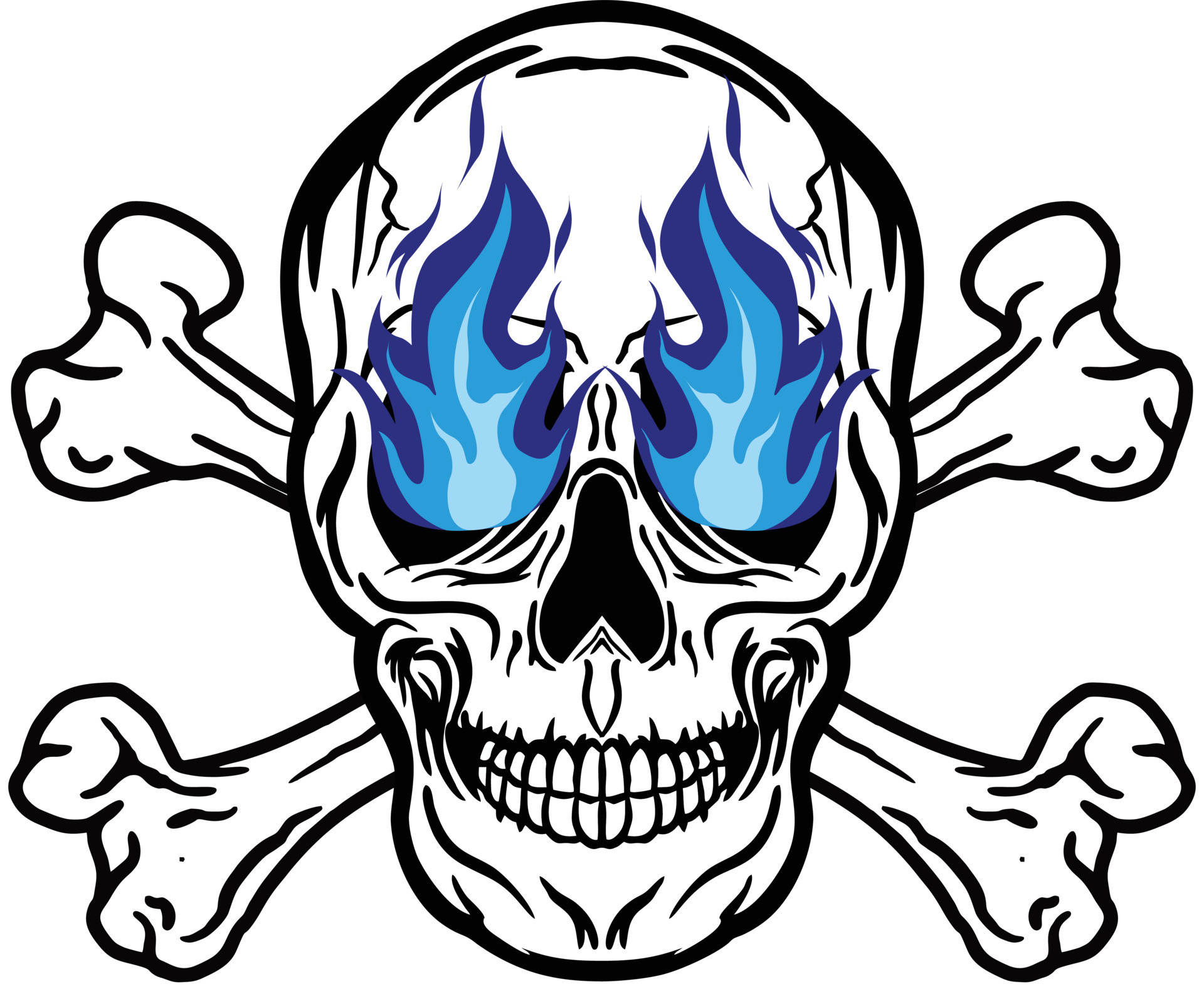 Skull And Crossbones On Fire Drawing