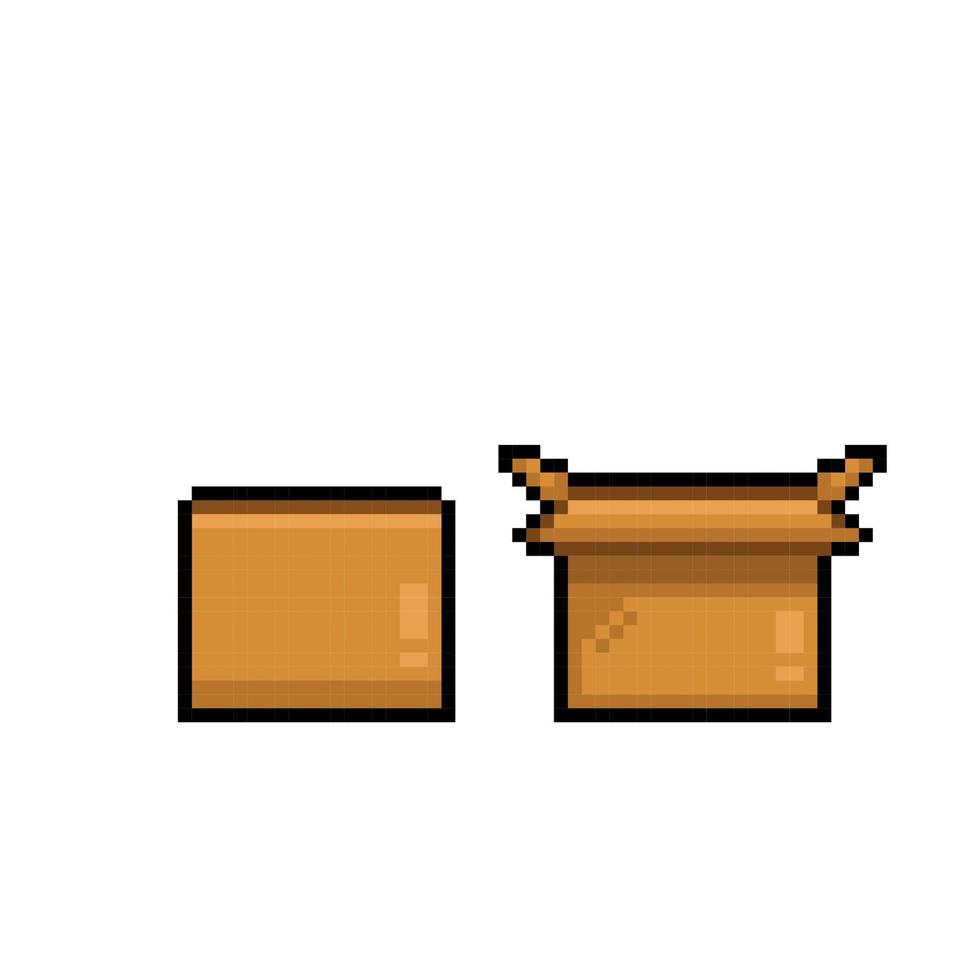 close and open cardboard box in pixel art style 21660106 Vector Art at Vecteezy