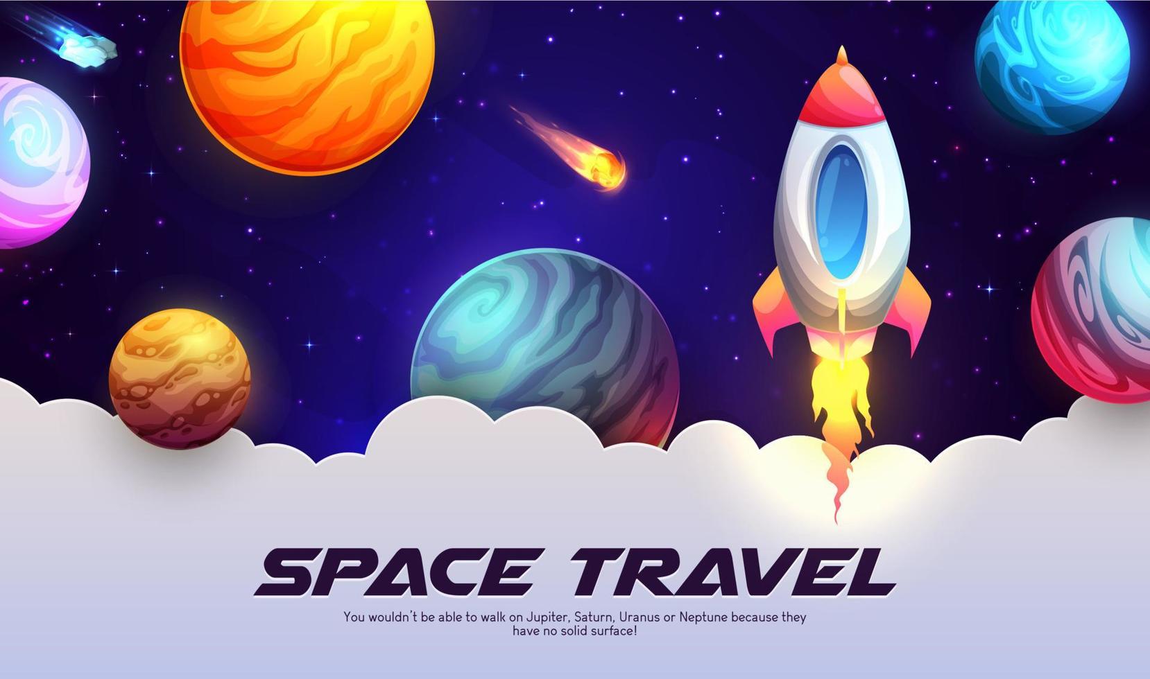 Space travel cartoon galaxy landscape with rocket 21663801 Vector Art ...
