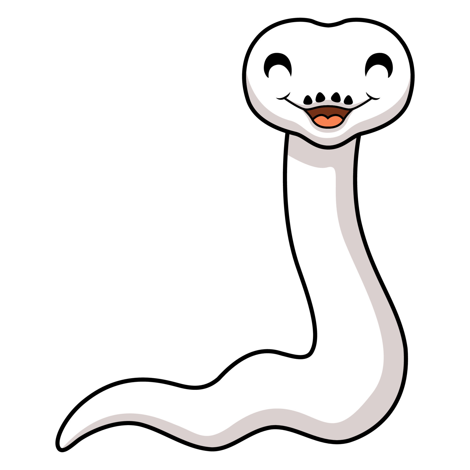 Cute white leucistic ball python snake cartoon 21664003 Vector Art at ...