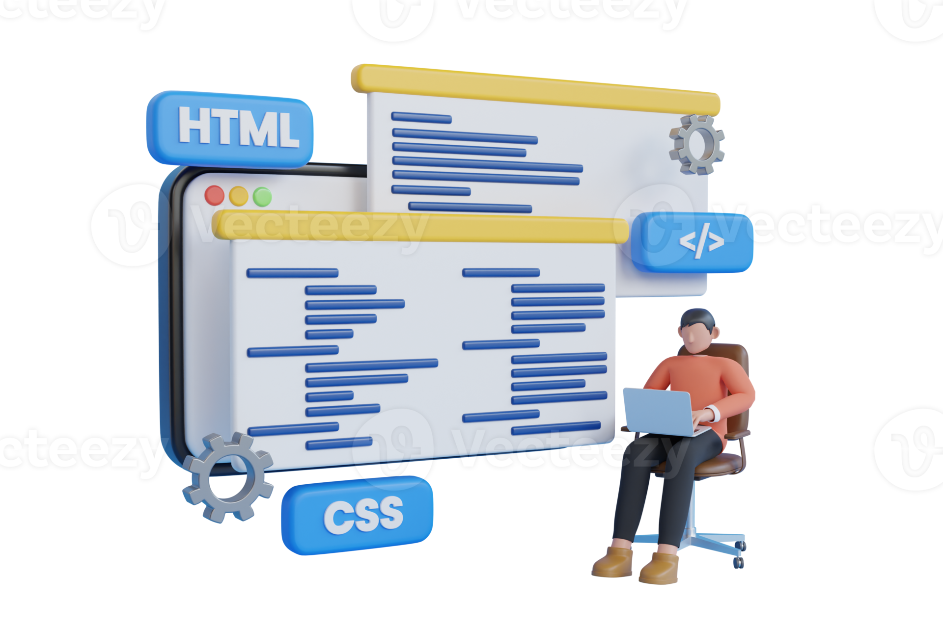 Website Programming And Coding Web Development And Coding 3d Illustration Of Web Development