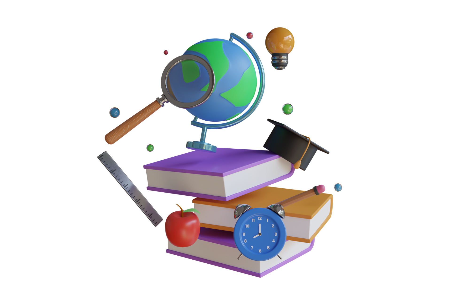 Free 3D Books With Alarm Clock Back To School Concept School Time free-3d-books-with-alarm-clock-back-to-school-concept-school-time