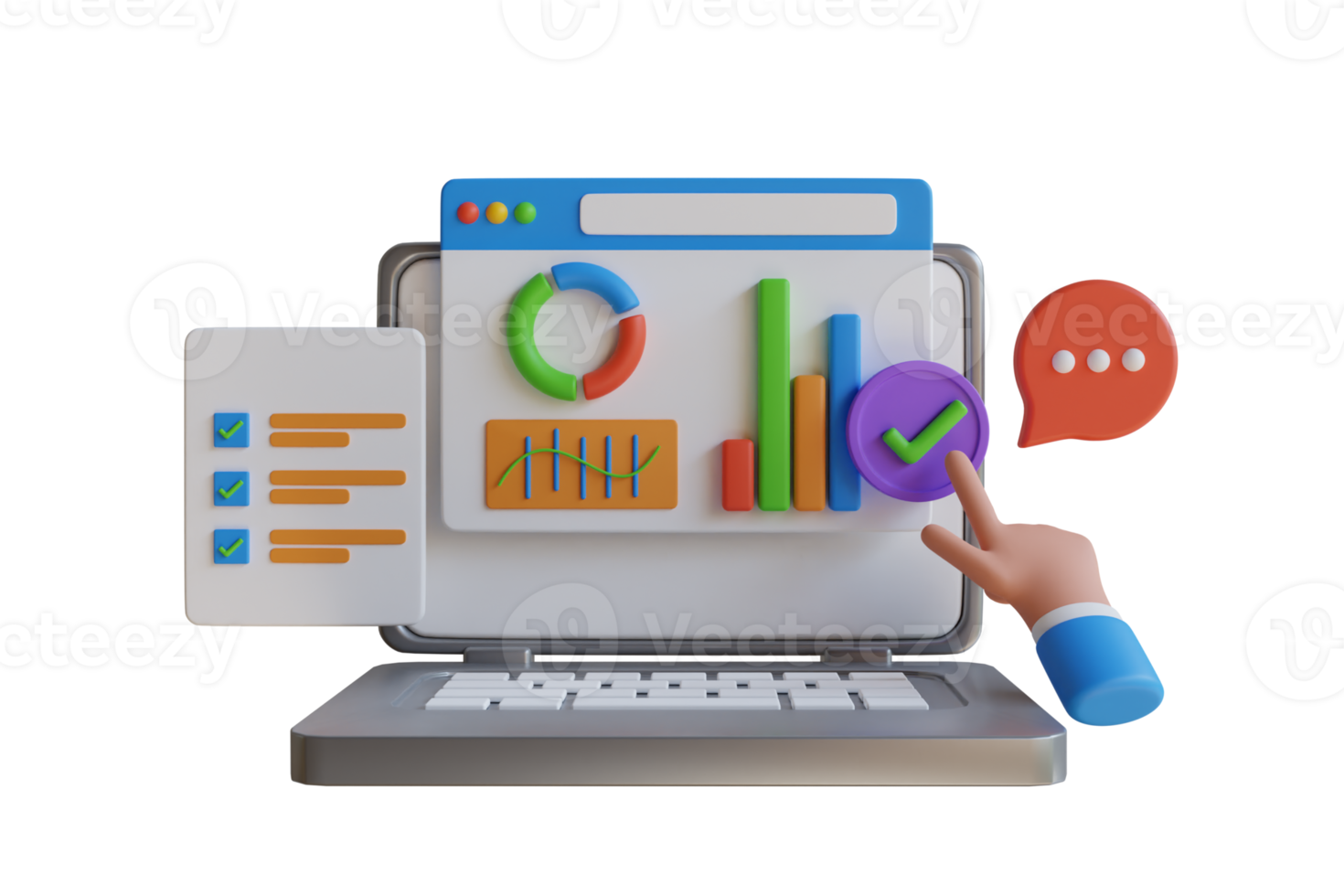 3D Data analytics, dashboard and business finance report. Online marketing, financial report ...