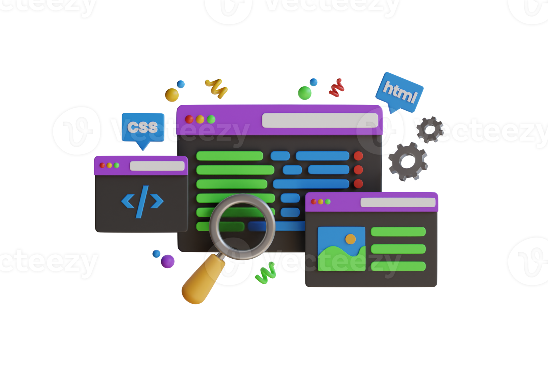 3d Monitor With User Interface Elements For Web Design Software Creator Web Development
