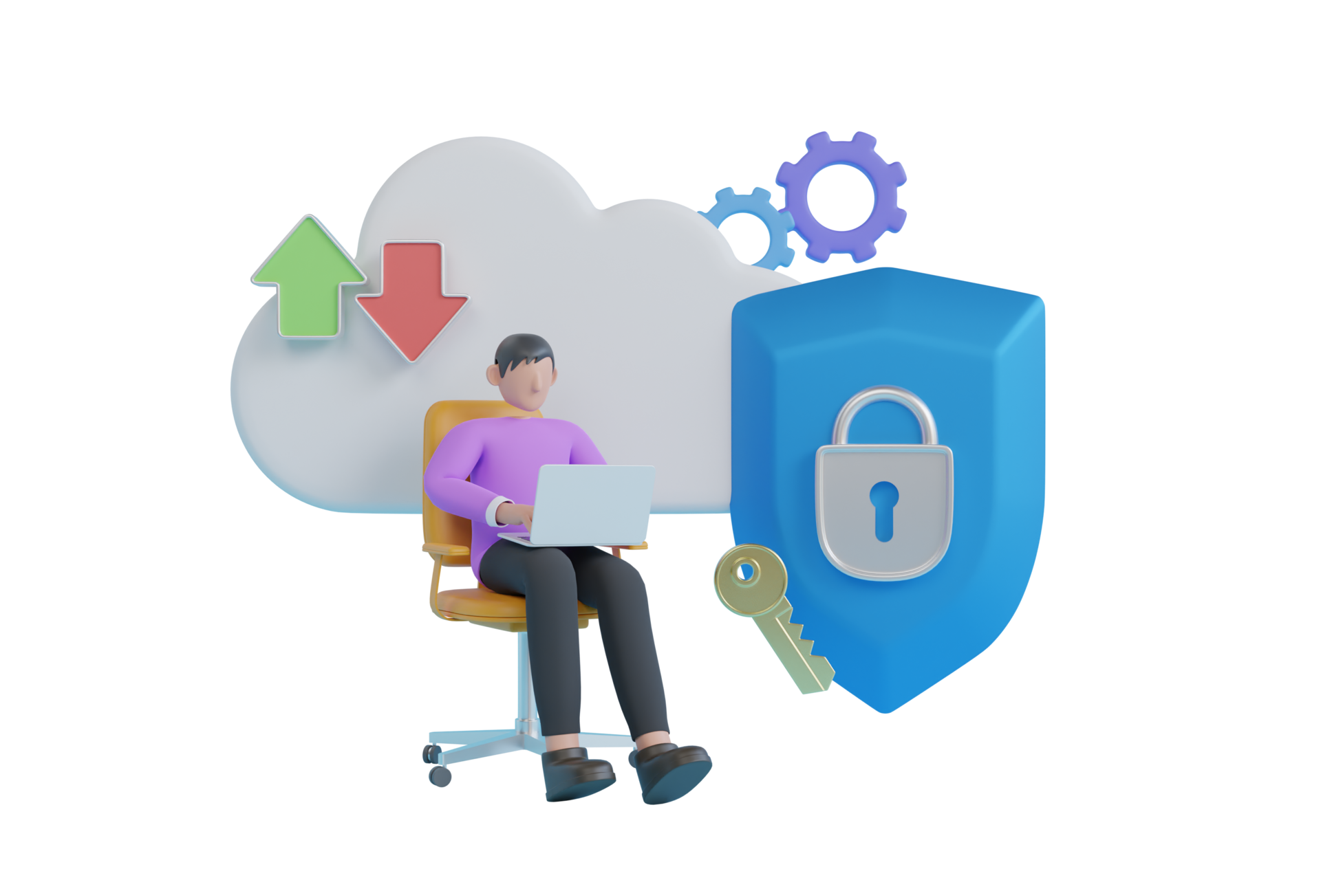 3d Security Shield Lock Check Mark And Cloud Security Data Protection