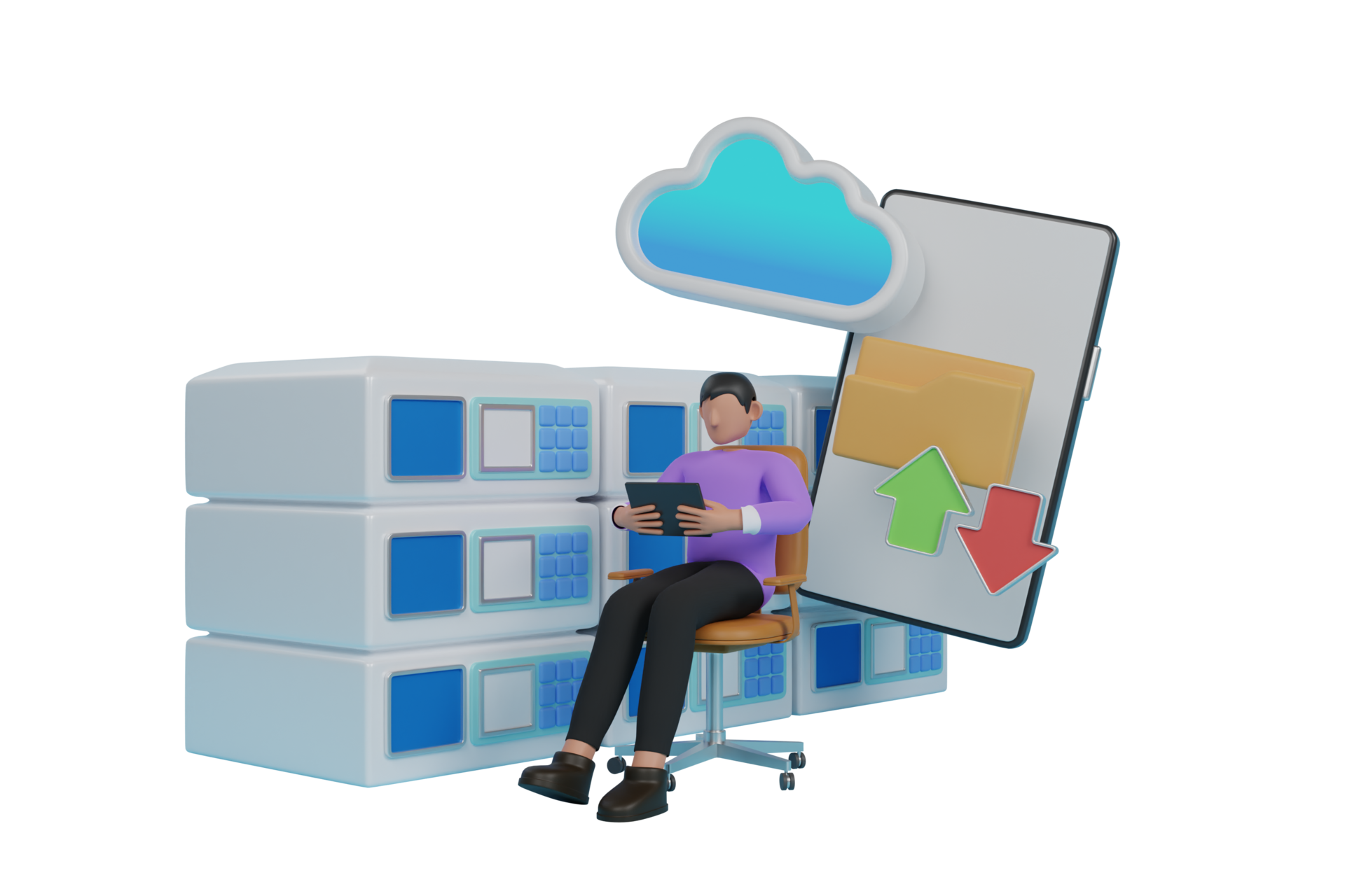 3d Cloud Computing Technology Cloud Storage Download Digital Service