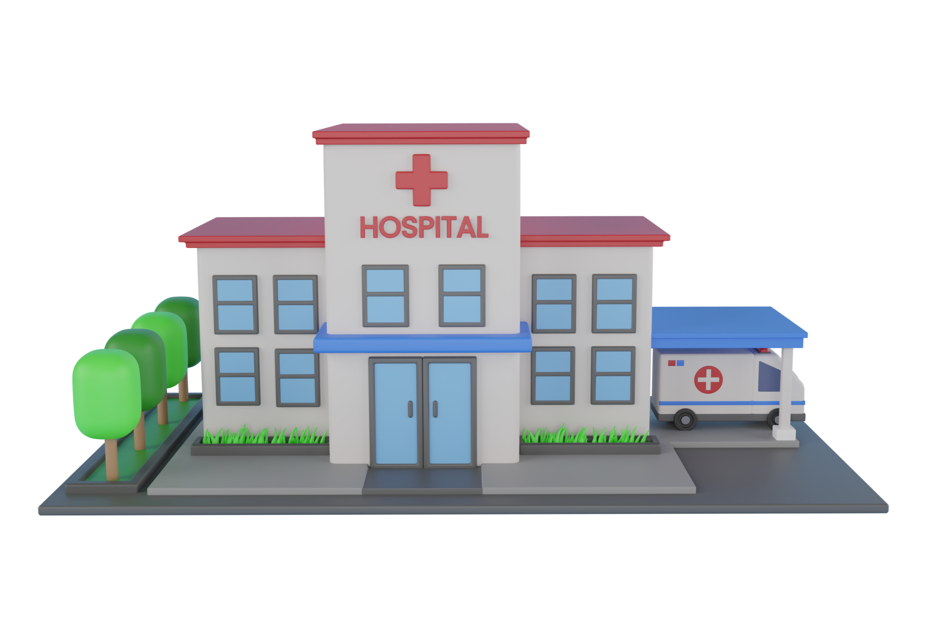 Hospital Building Isolated. Front view on a modern hospital building ...