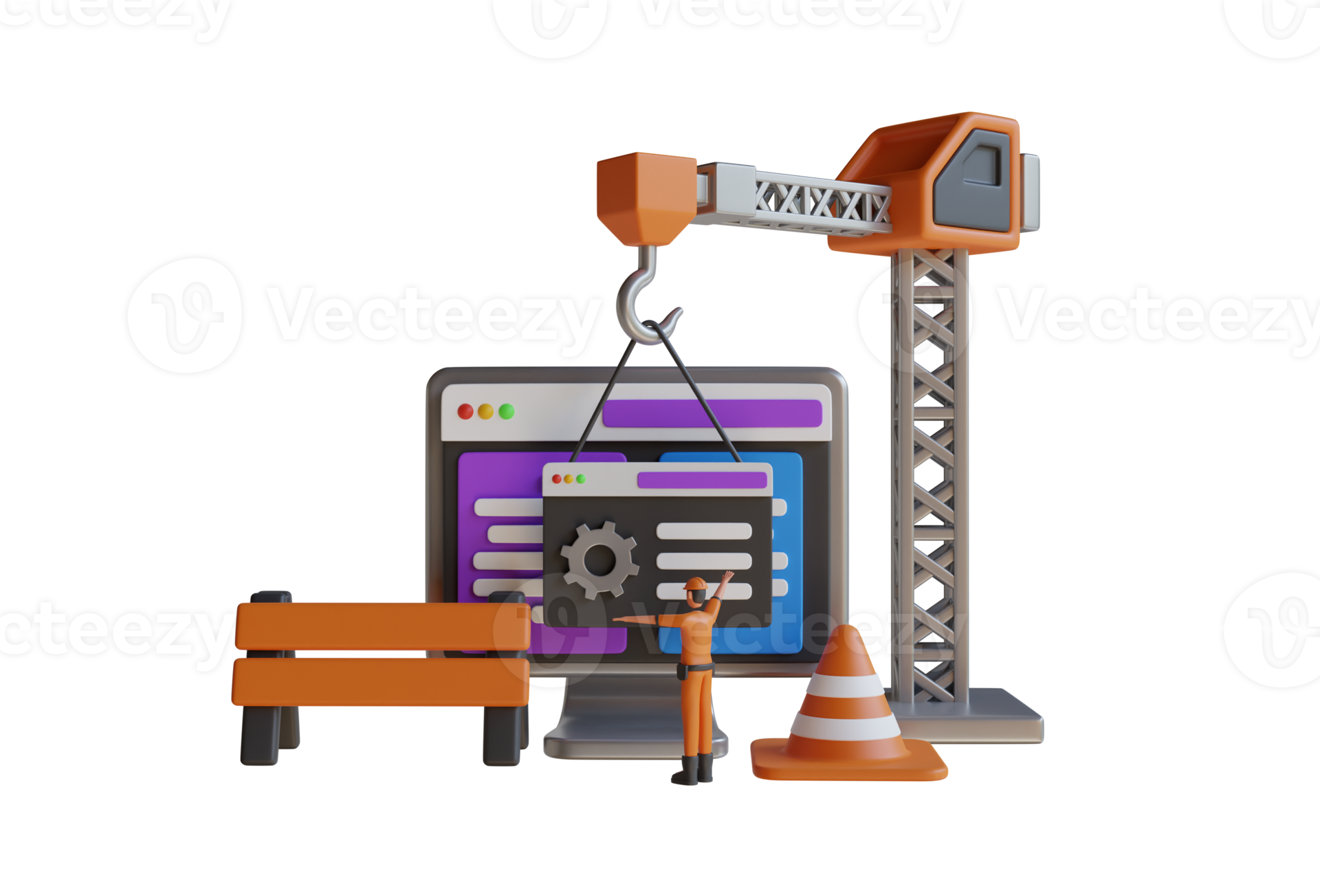 3D Illustration of Website under maintenance. Website under ...