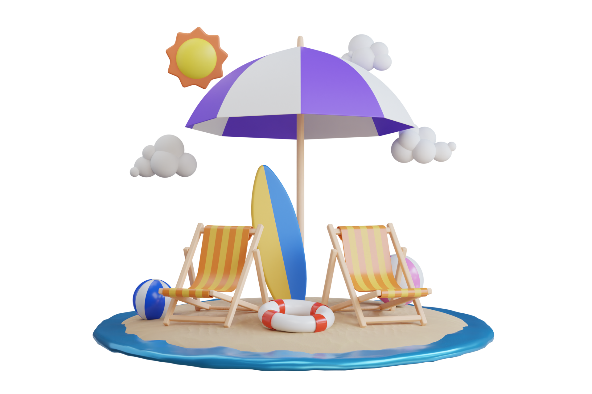 Summer And Travel Vacation Concept With Beach Chair And Umbrella