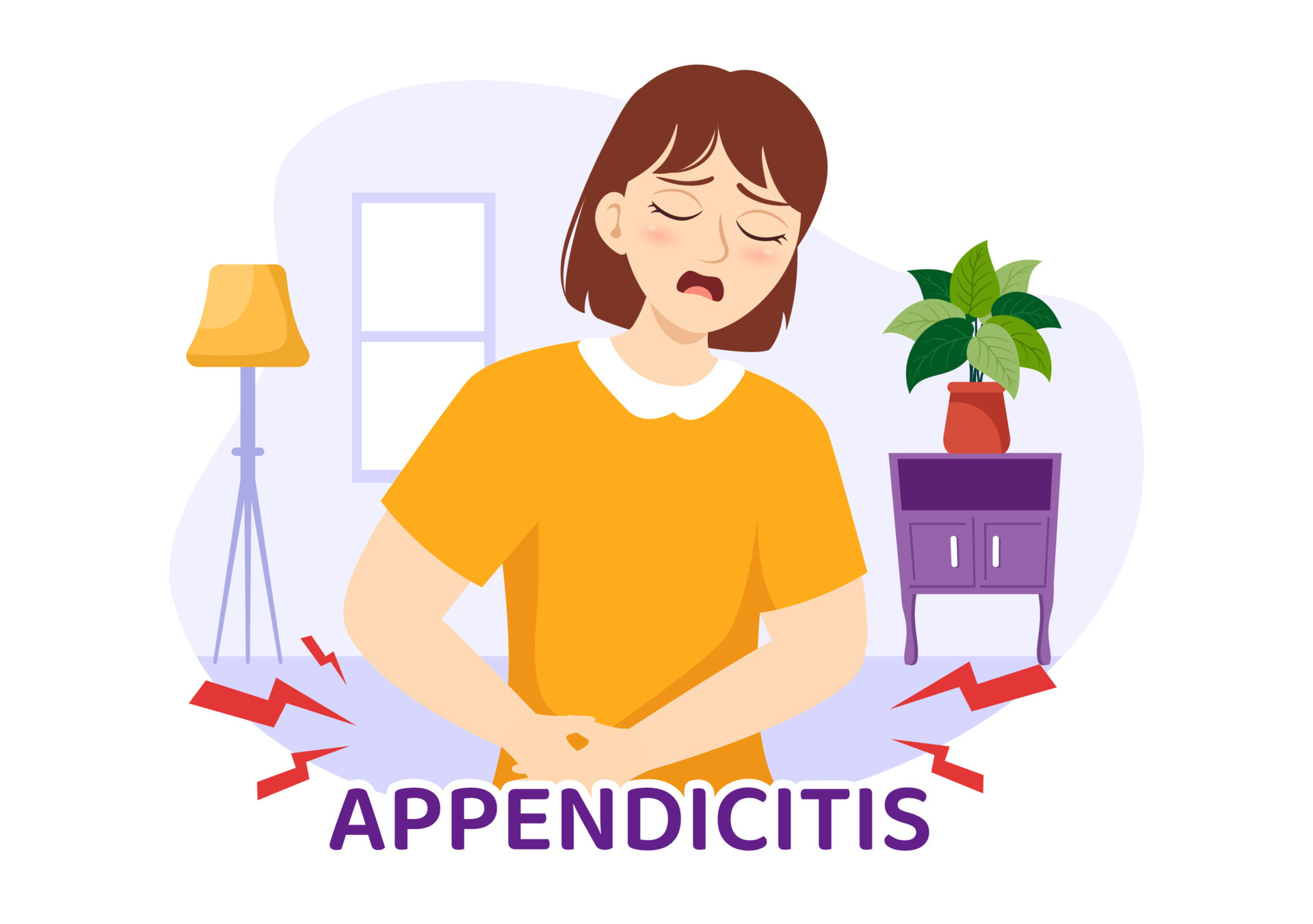Appendicitis Illustration With Inflammation Of The Appendix And Stomach Treatment In Healthcare