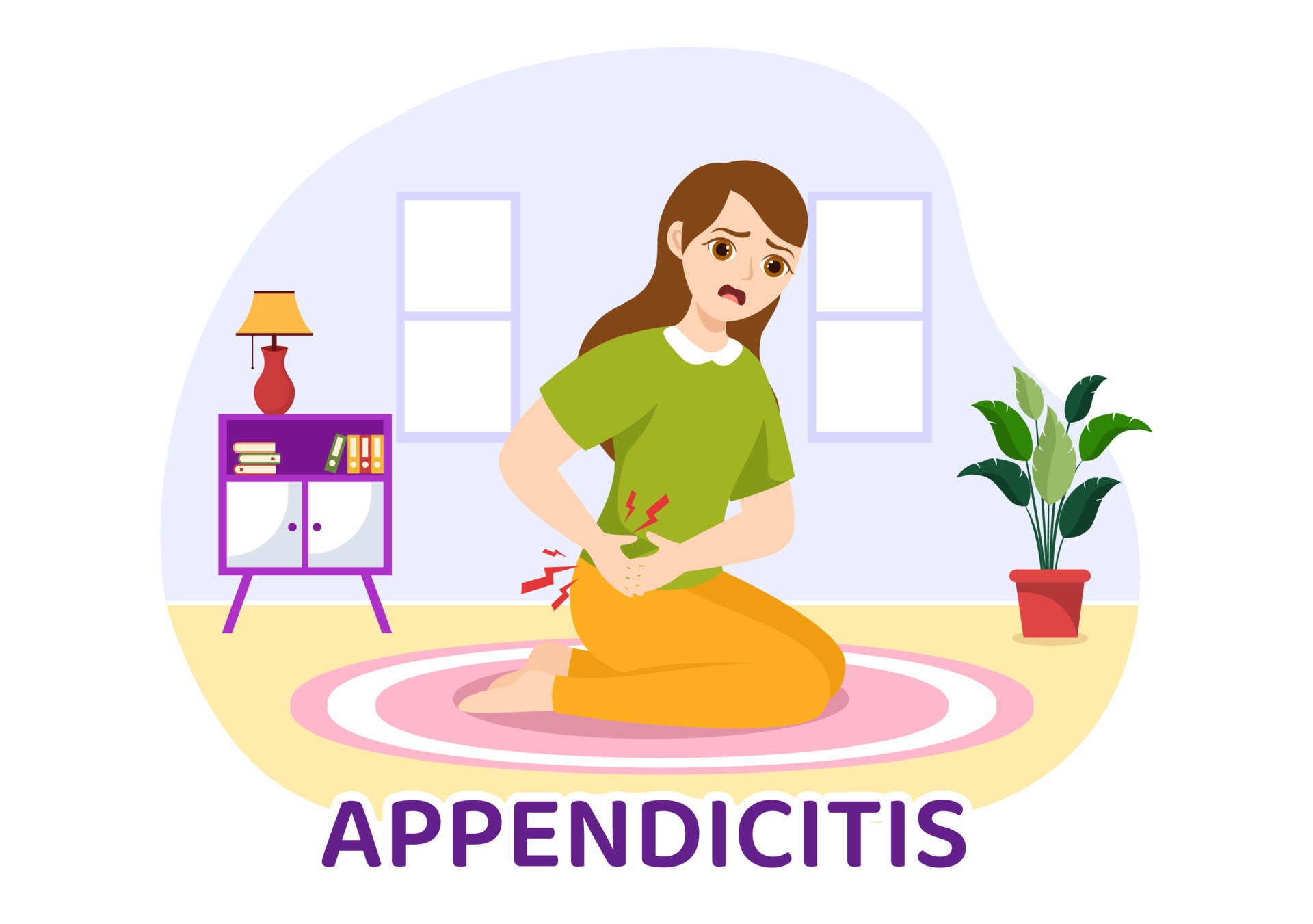 Appendicitis Illustration With Inflammation Of The Appendix And Stomach Treatment In Healthcare