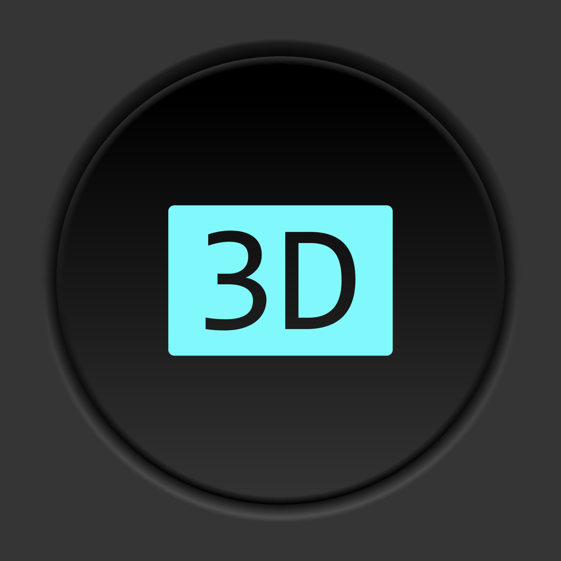 Dark button icon 3d movie. Button banner round badge interface for application illustration on ...