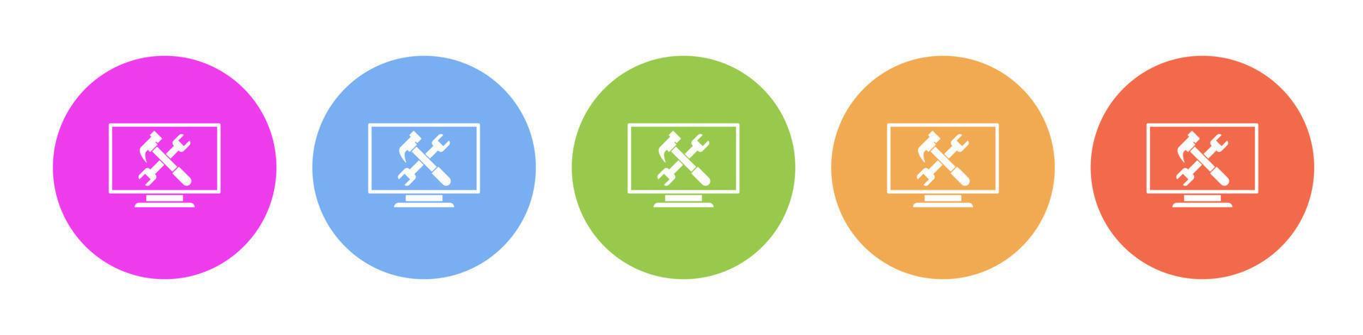 Dark button icon configuration desktop. Button banner round badge interface for application ...